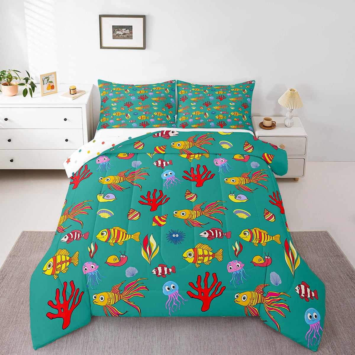 Fish Down Comforter Fishing And Hunting Comforter Set Coastal Ocean ...