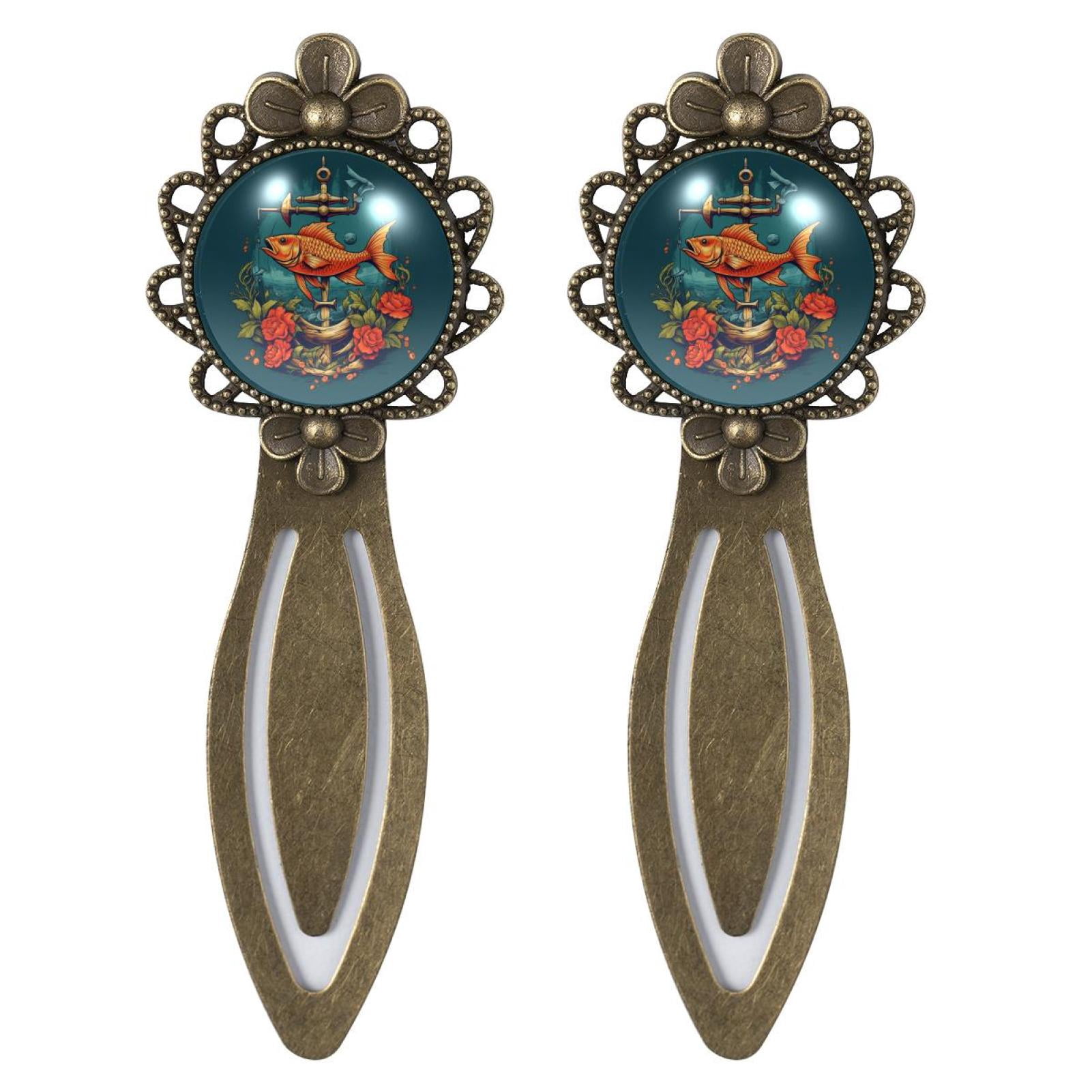 Fish Copper-Colored Lace Book Markers - Set of 2 Stainless Steel ...