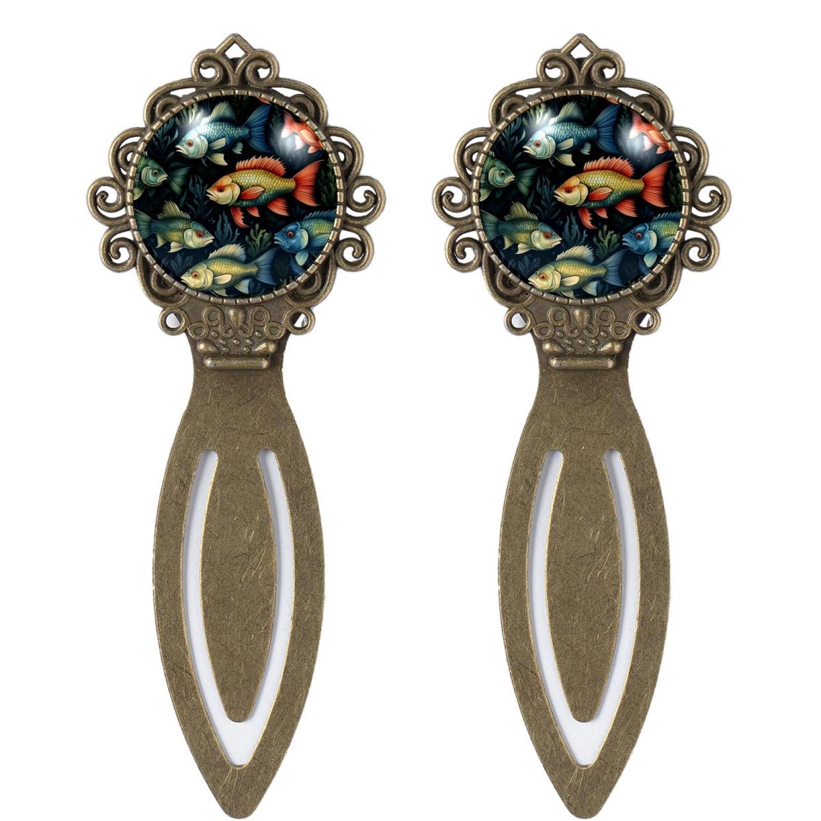 Fish Copper-Colored Lace Bookmarks Set - Stainless Steel Book Markers ...