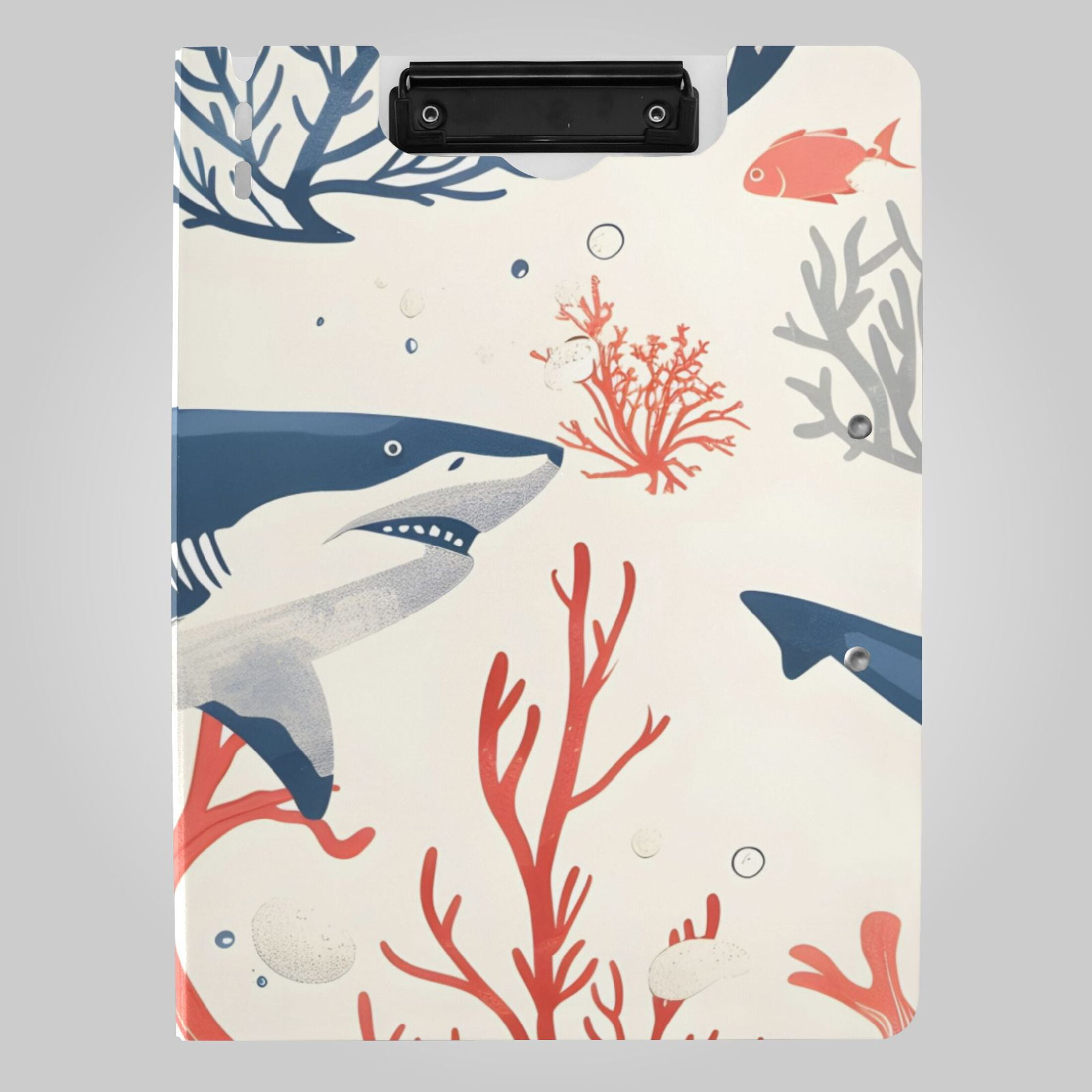 Fish Coral Cartoon Style Foldable Binder Folder Clipboard with Pen Slot ...