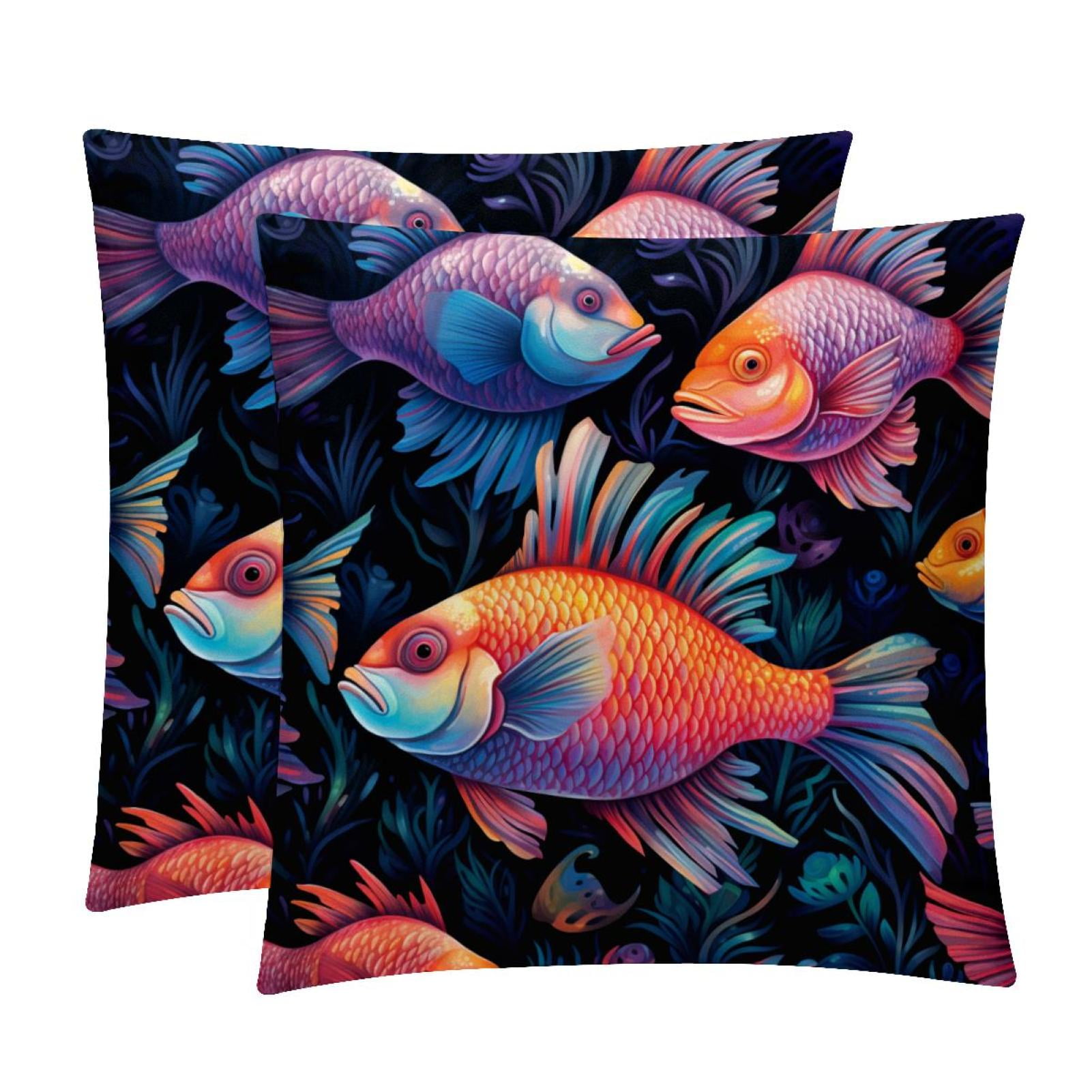 Fish Covers Pillows Set of 2 with Unique Patterns, Throw Pillow Inserts ...