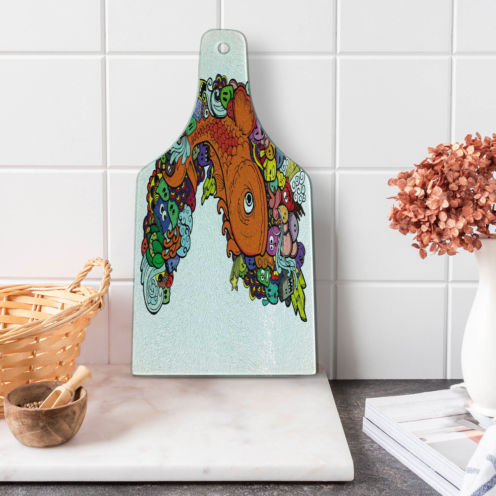 Fish Cutting Board, Big Fish with Bunch of Underwater Sea Creatures ...