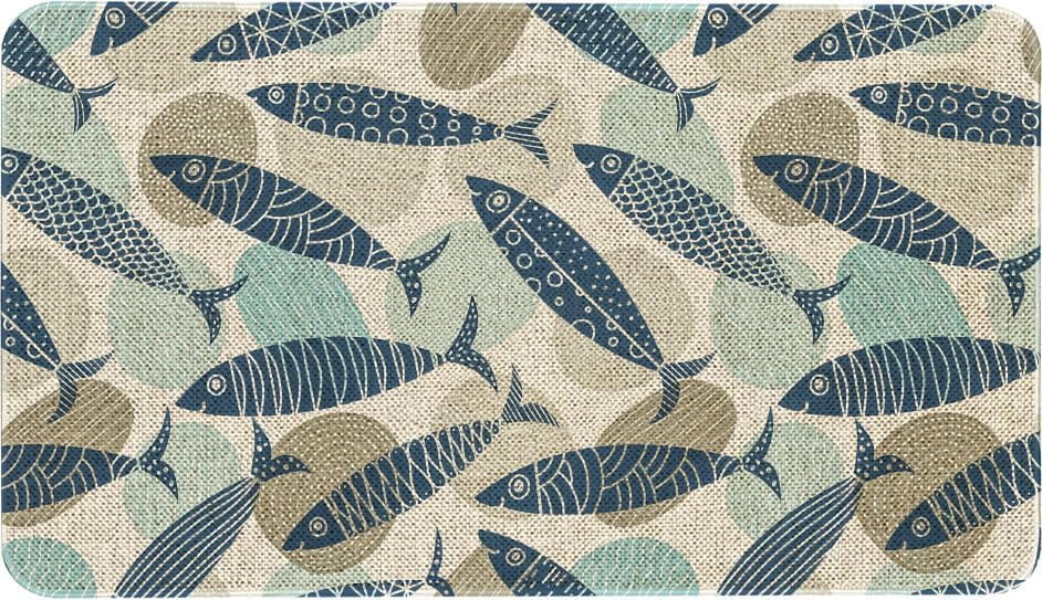 Fish Decorative Door Mat,Blue Kitchen Mats Creative Decorative Burlap ...