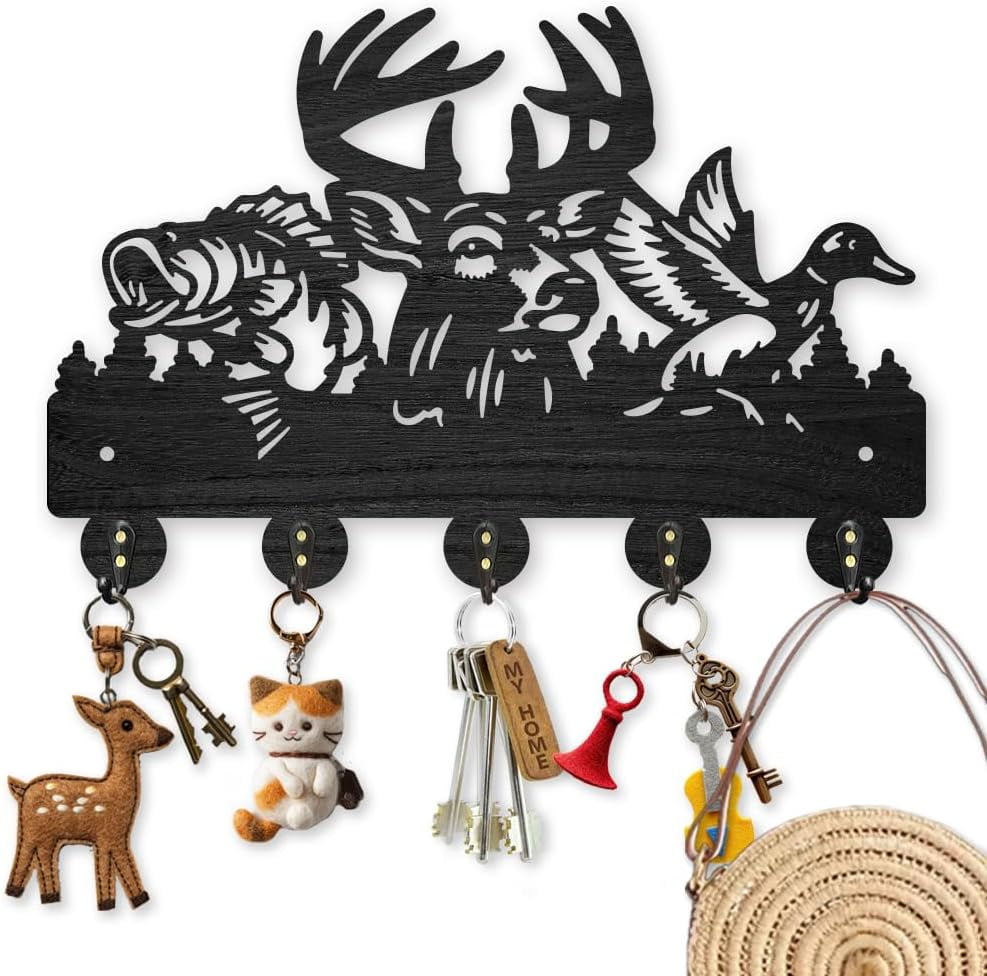Fish Deer Duck Key Holder for Wall Wooden Fish Bird Animal Key Rack 11. ...