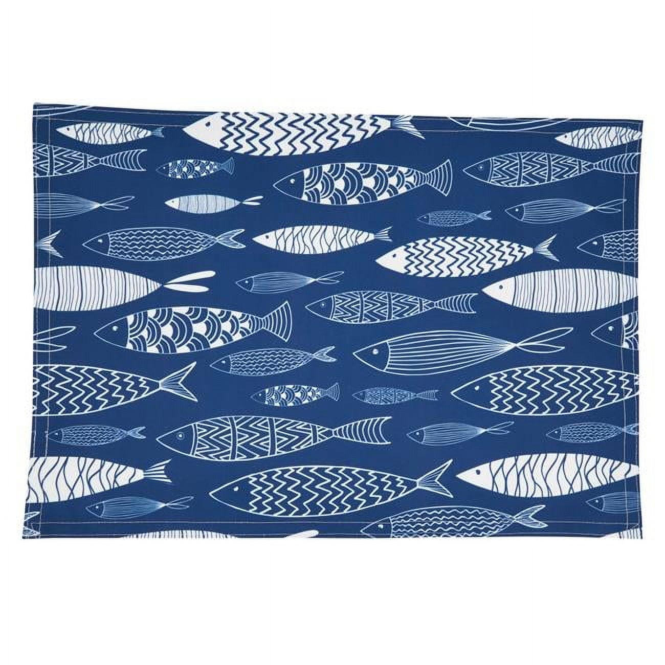Fish Design Placemats - Navy Blue - 14 x 20 in. - Set of 4 - Walmart.com