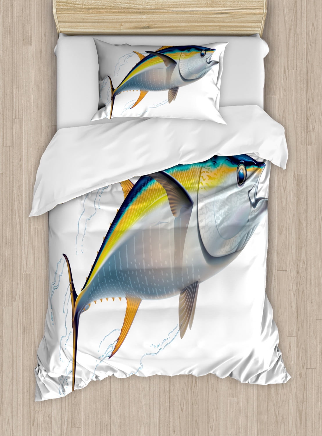 Fish Duvet Cover Set Twin Size, Yellowfin Tuna Realistically ...
