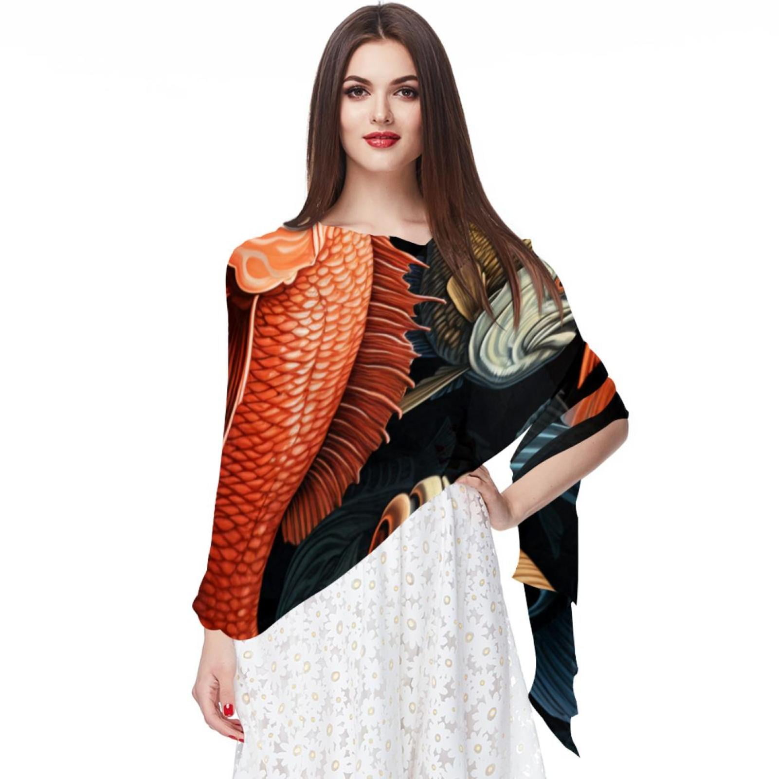Fish Elegant Chiffon Silk Scarf for Women - Lightweight and Breathable ...
