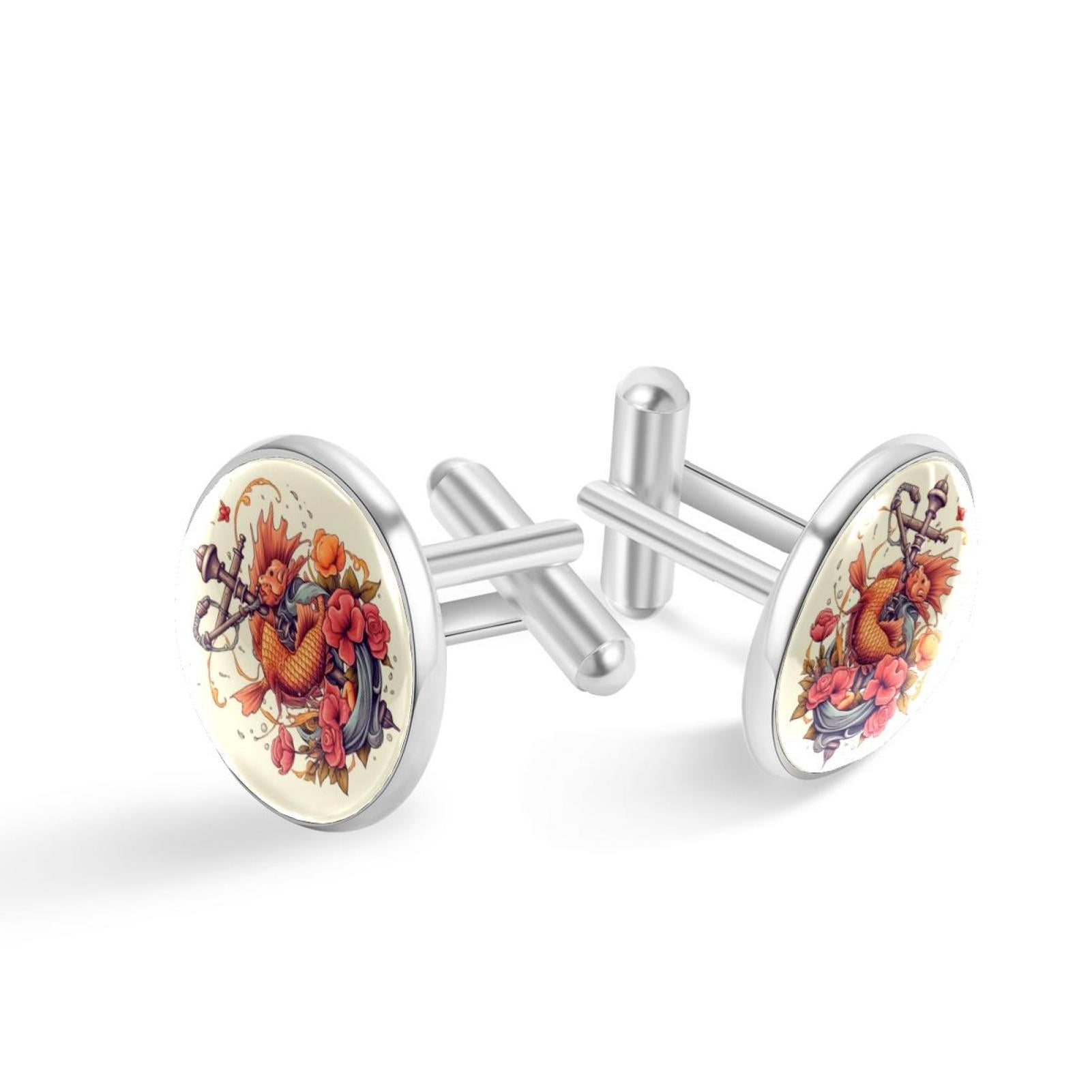 Fish Elegant Silver Jewelry Cufflink Set for Men, Made of Stainless ...