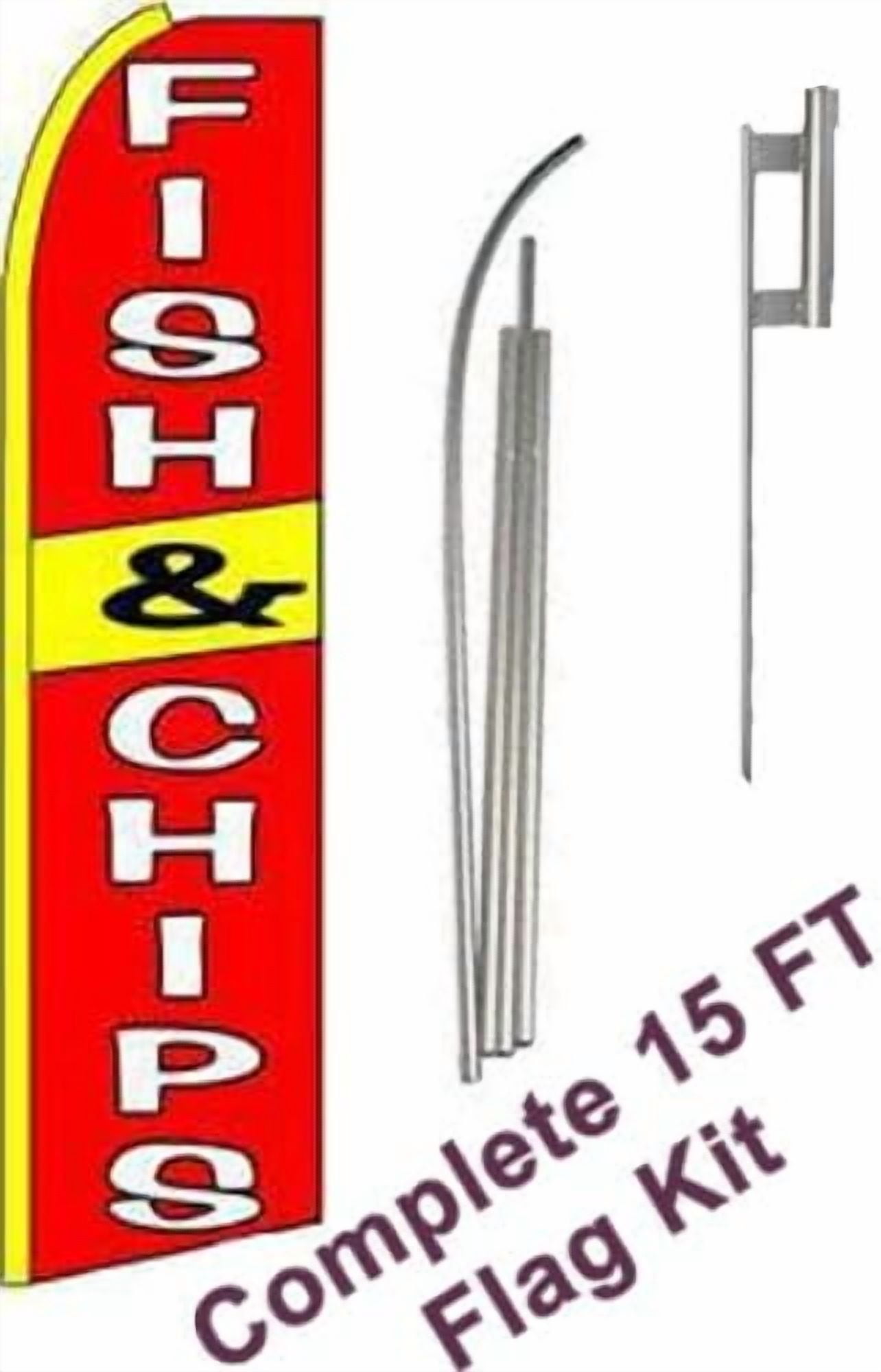 "Fish & (Extra Wide)" Complete Flag Kit Includes 12' Swooper Business ...