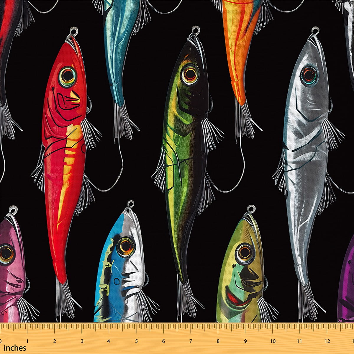 Fish Fabric by the Yard,Colorful Fish Decorative Fabric,Fish Hook ...