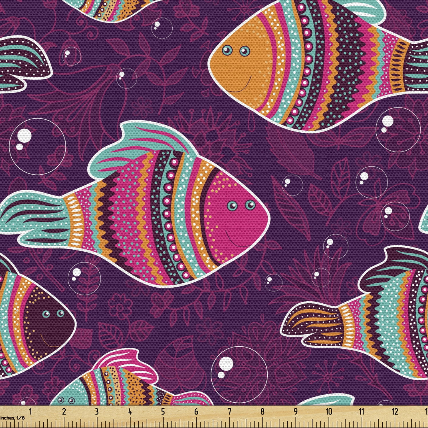 Ambesonne Fish Fabric by the Yard Upholstery, Style Ornate, 10 Yards ...