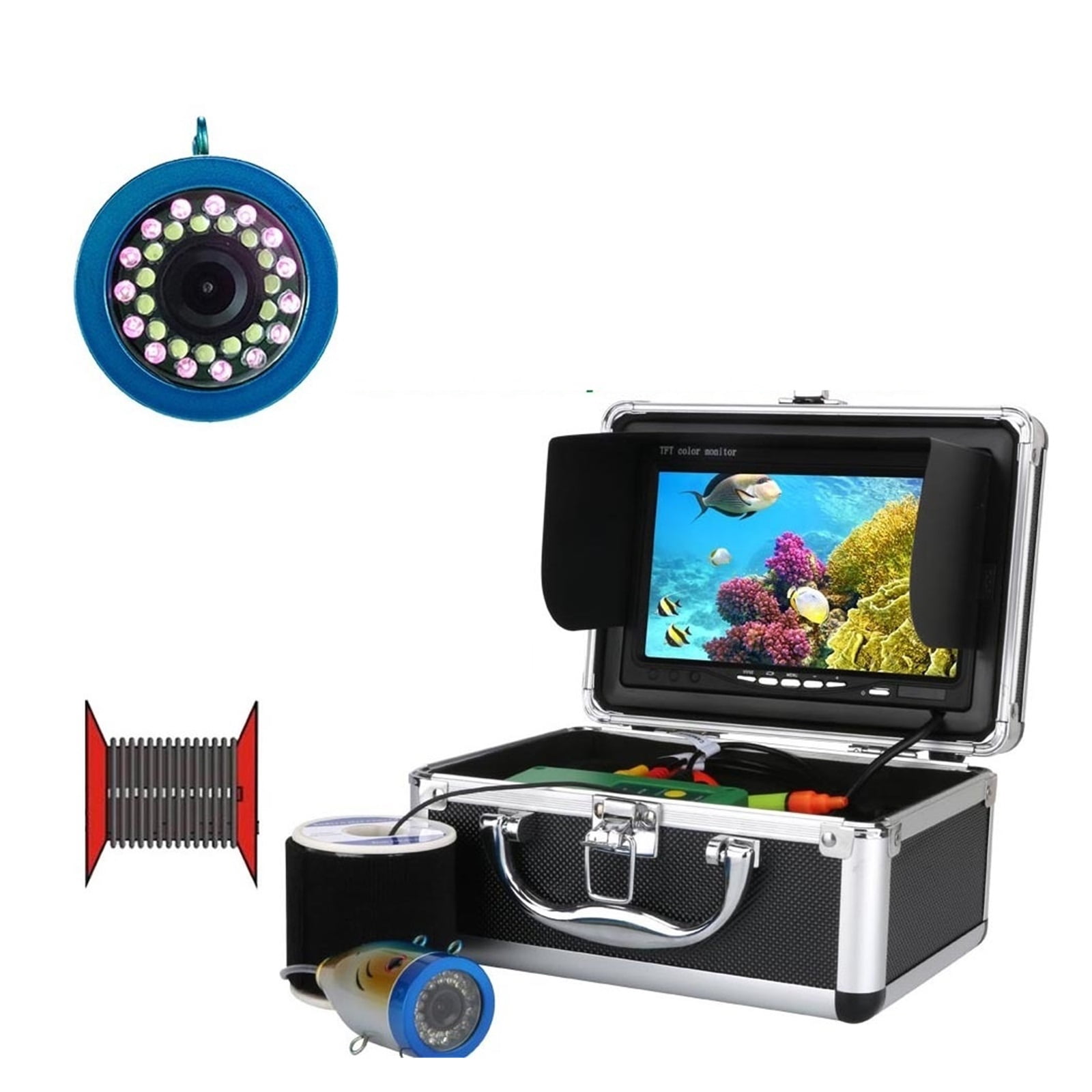 Fish Finder DVR Underwater Fishing Camera Double Lamp 30LEDs 15M 30M ...