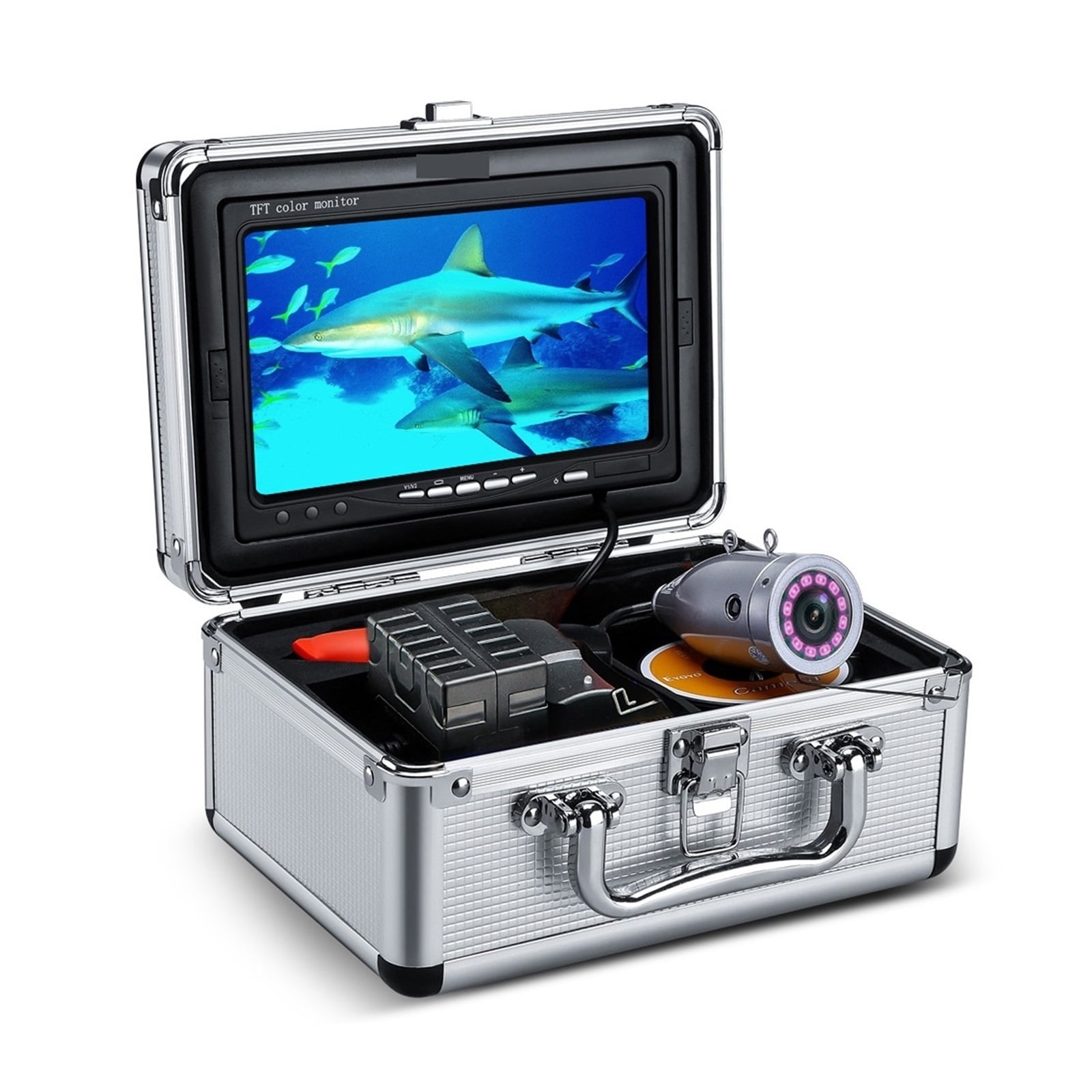 Fish Finder Kit 7 Inch Color Monitor Underwater 12pcs IR Fishing Camera ...
