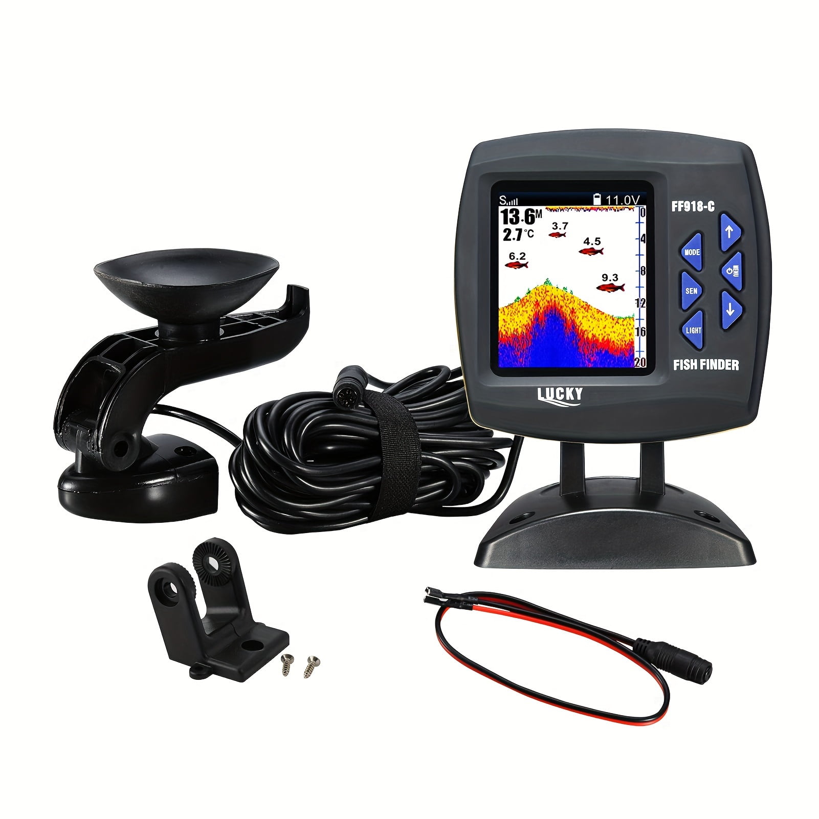 Fish Finder Wired Transducer Sensor Fishfinder 45 Degrees Underwater ...