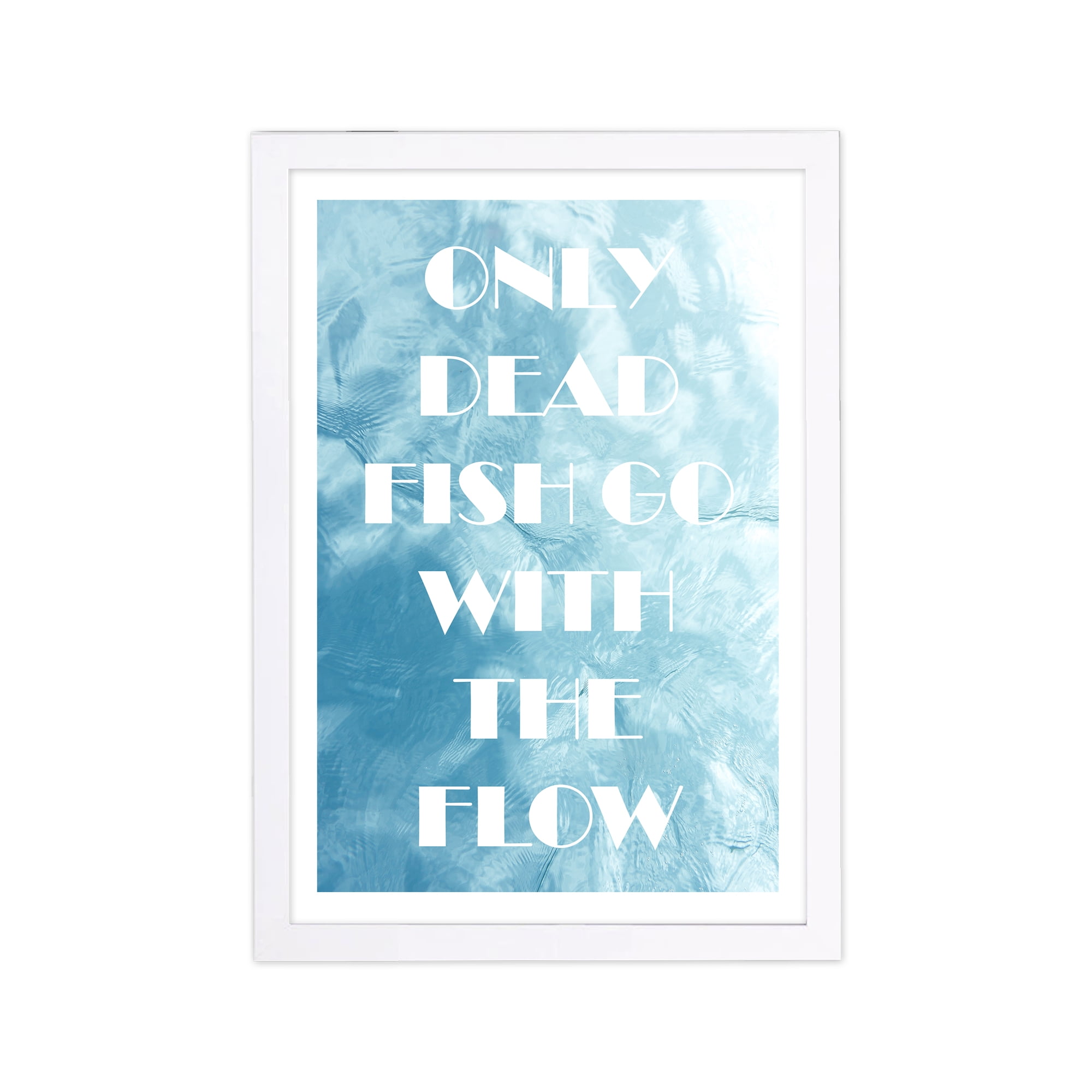 Wynwood Studio Fish Flow Blue Wall Art 13 x 19 Framed Painting Print ...
