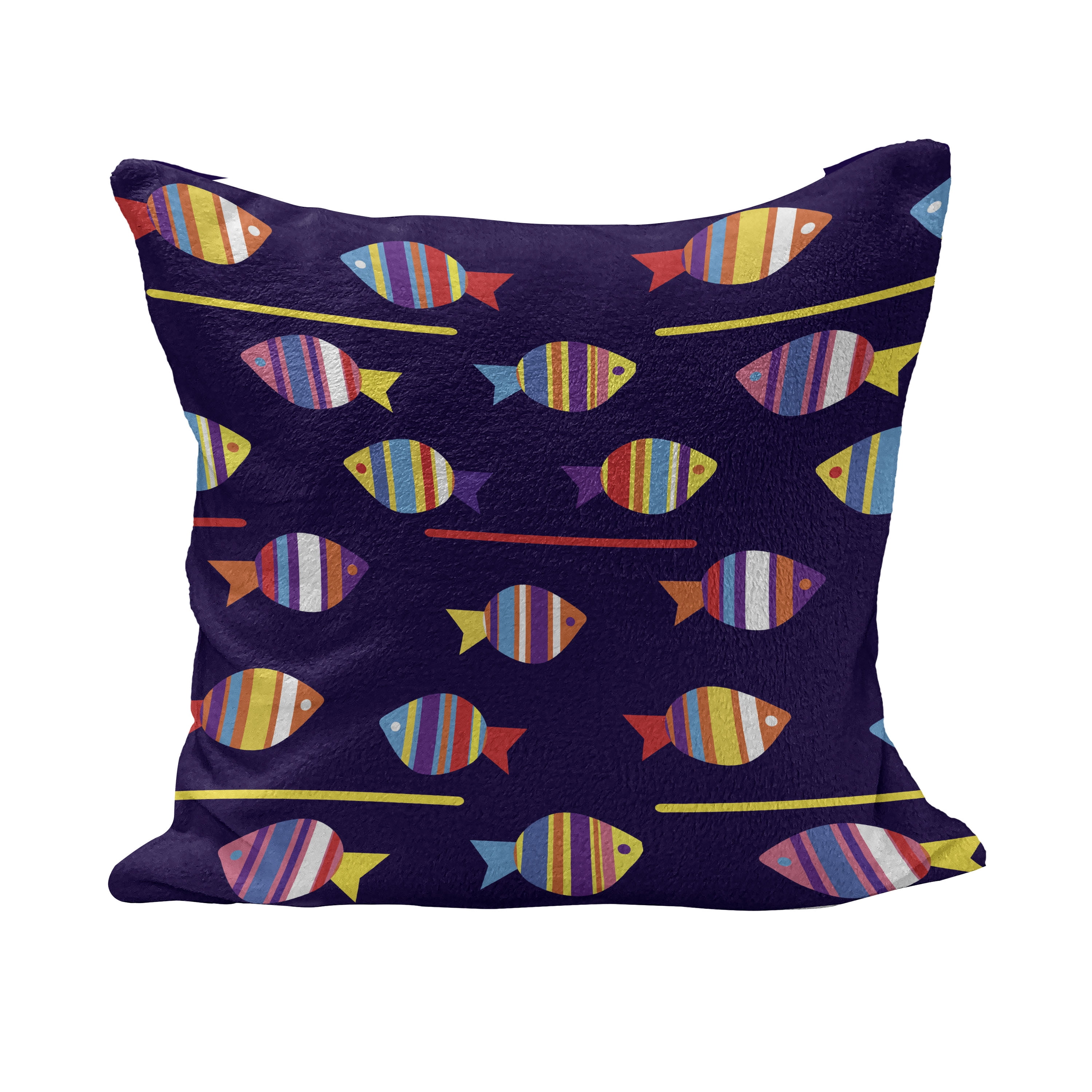 Fish Fluffy Throw Pillow Cushion Cover, Rainbow Patterned Aquatic ...