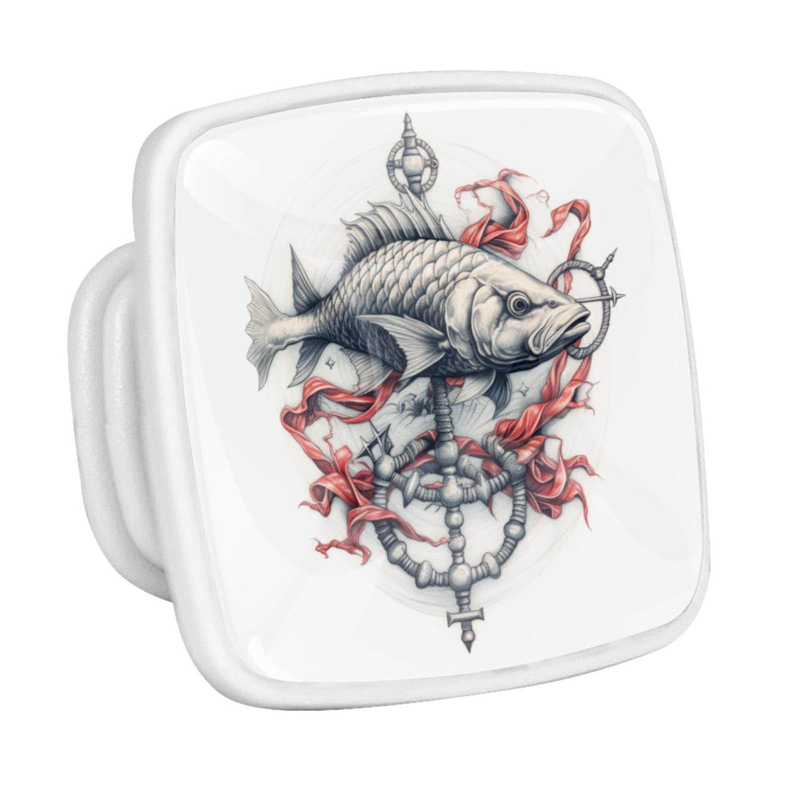 Fish Fluorescent Drawer Pulls with Screws Square 4-Pack Glow Dark Knobs ...