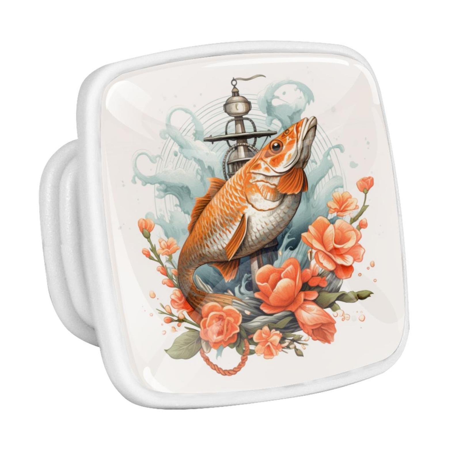 Fish Fluorescent Drawer Pulls with Screws Square 4-Pack Glow Dark Knobs ...