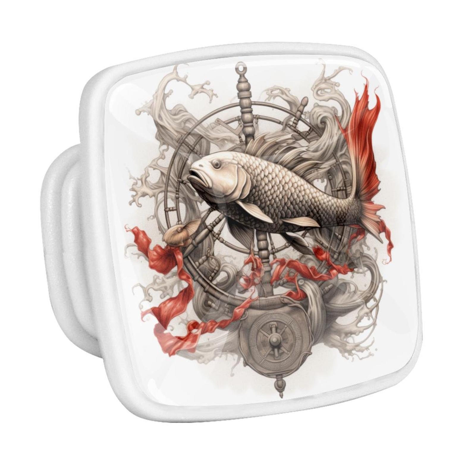 Fish Fluorescent Drawer Pulls with Screws Square 4-Pack Glow Dark Knobs ...