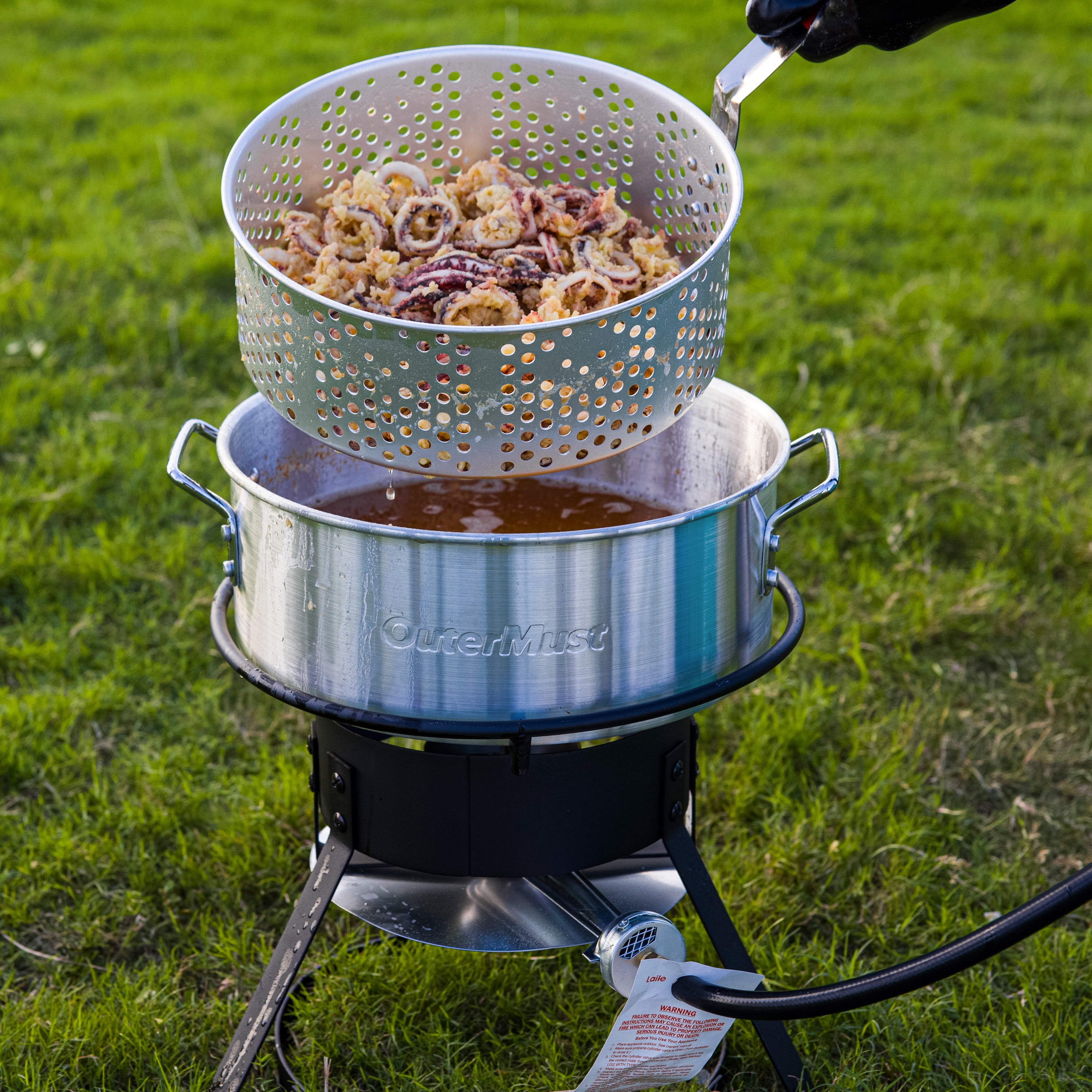 OuterMust 11 Qt. Propane Fish Fryer with Stand, 58,000 BTU, Aluminum ...