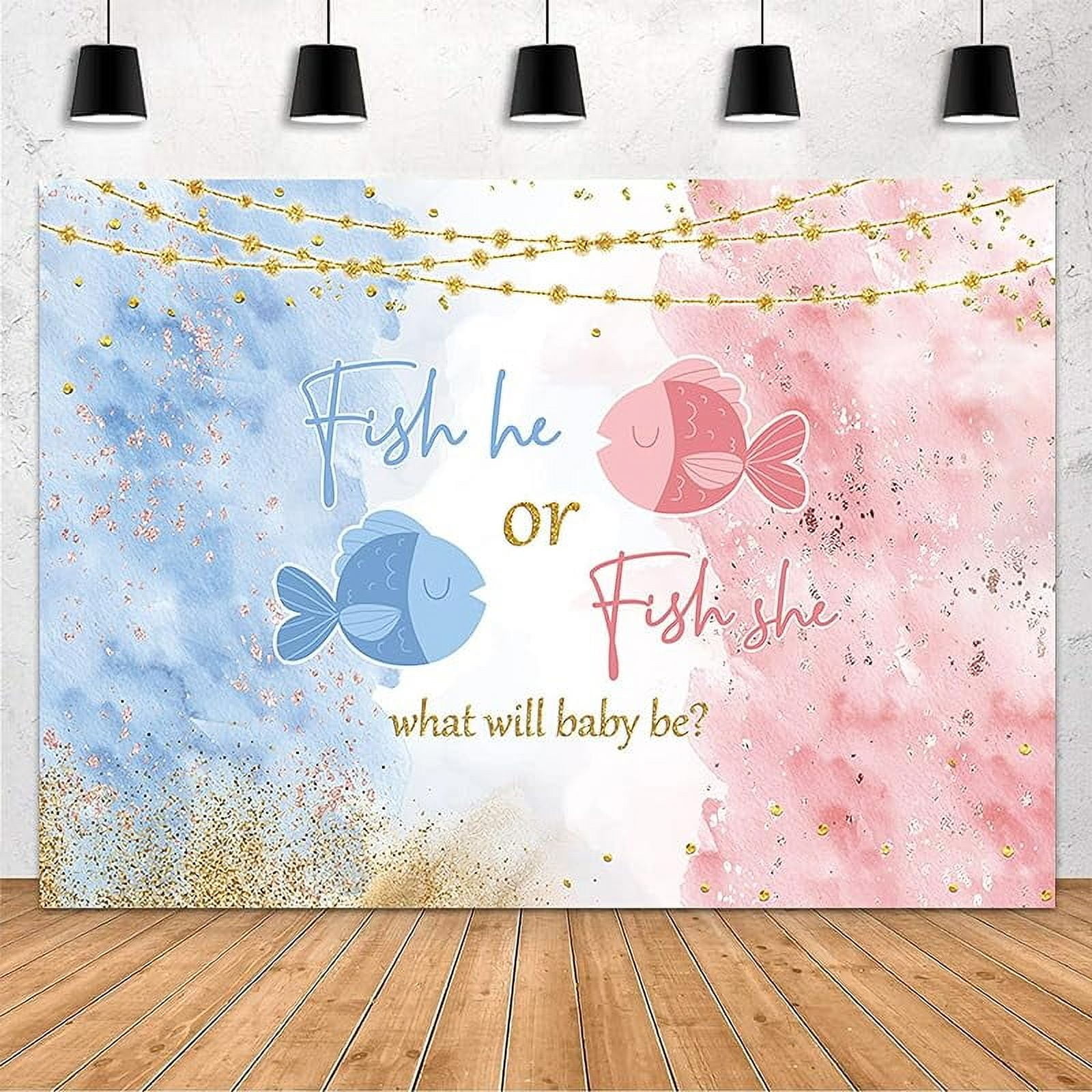 Fish Gender Reveal Backdrop Fish He or Fish She Gender Reveal Baby ...