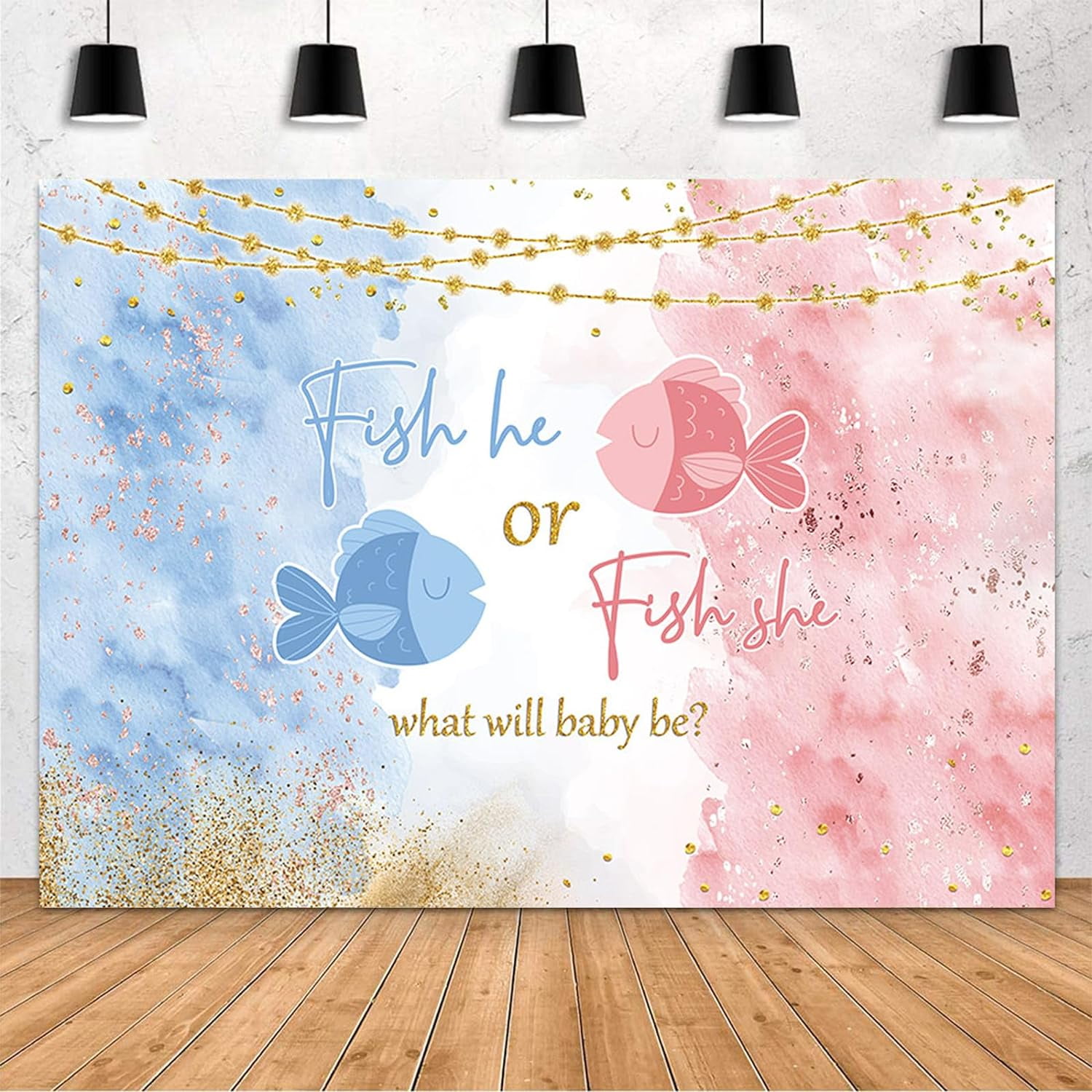 Fish Gender Reveal Backdrop Fish He or Fish She Gender Reveal Baby ...