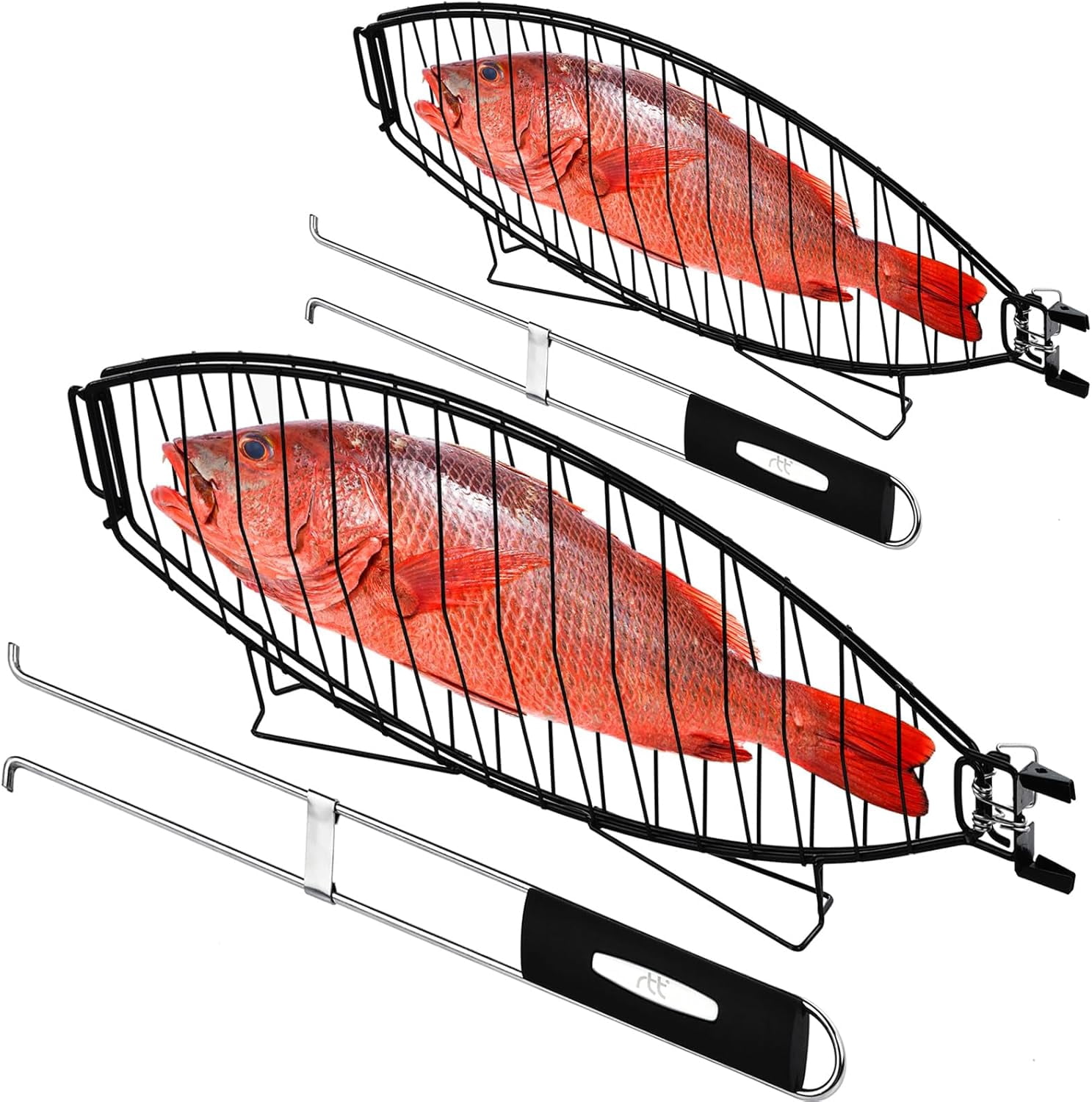 Fish Grill Basket 2 Packs - Premium Stainless Steel Large Fish Basket ...