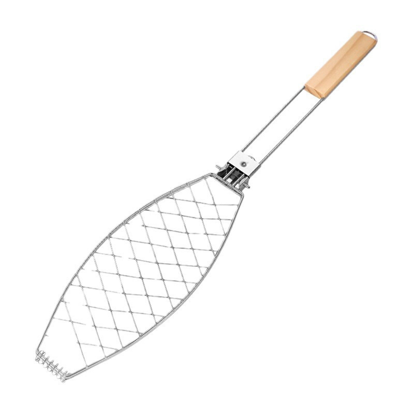 Fish Grill Basket Bbq Steak Rack Iron Portable Folding Detachable ...