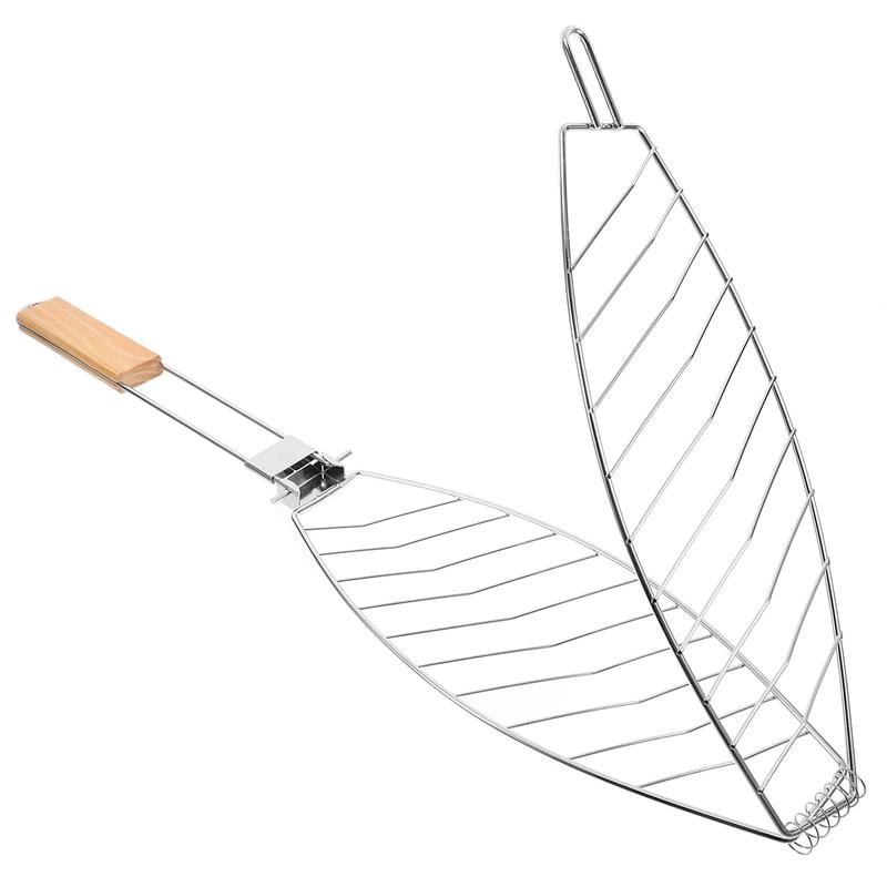 Fish Grill Basket Folding Portable Stainless Steel Barbecue BBQ Grill ...