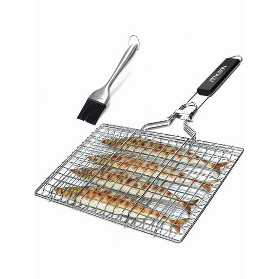 Fish Grilling Basket, Stainless Steel BBQ Grill Grate for Vegetables ...