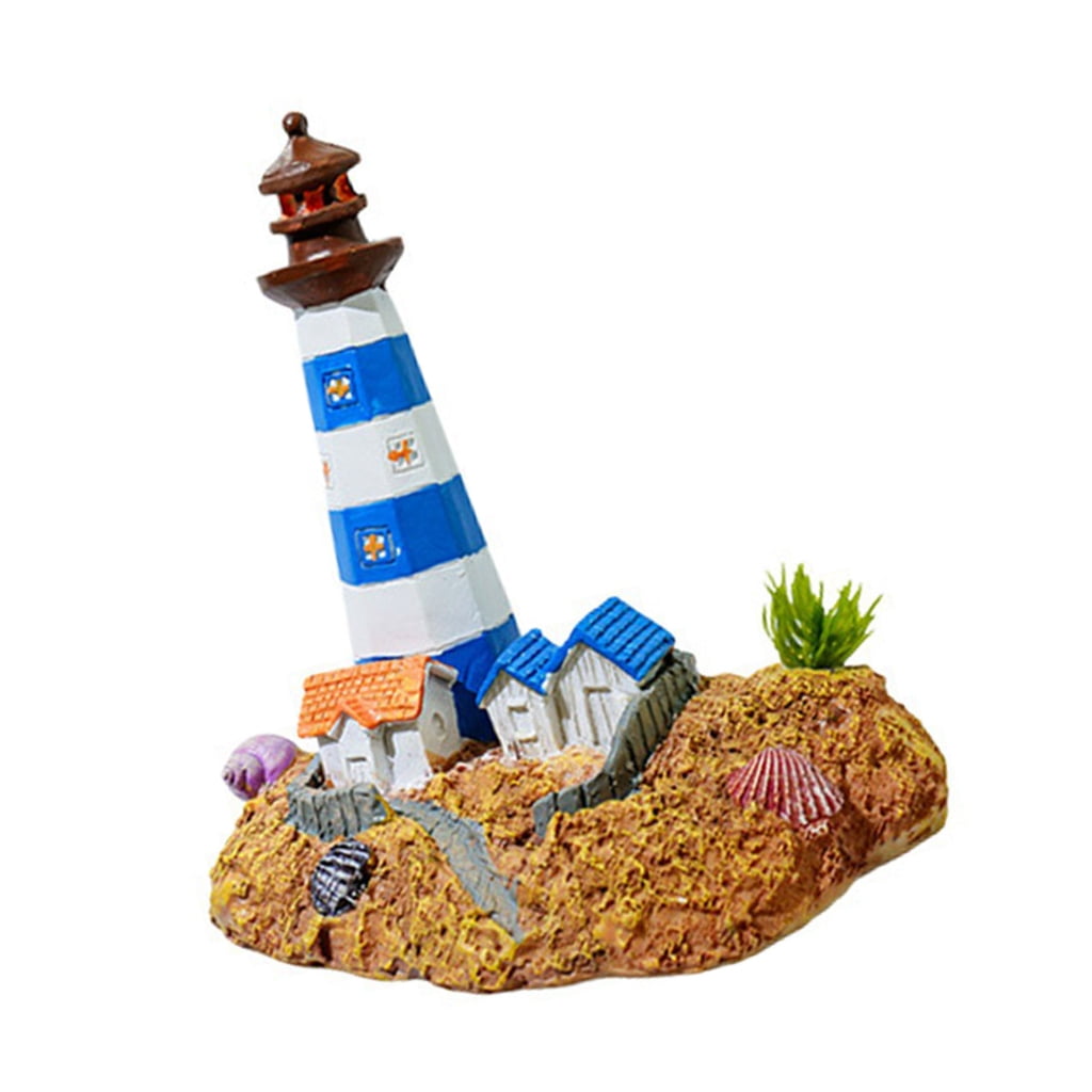 Fish Habitat Landscape Lighthouse Model Art Crafts Resins Aquariums ...