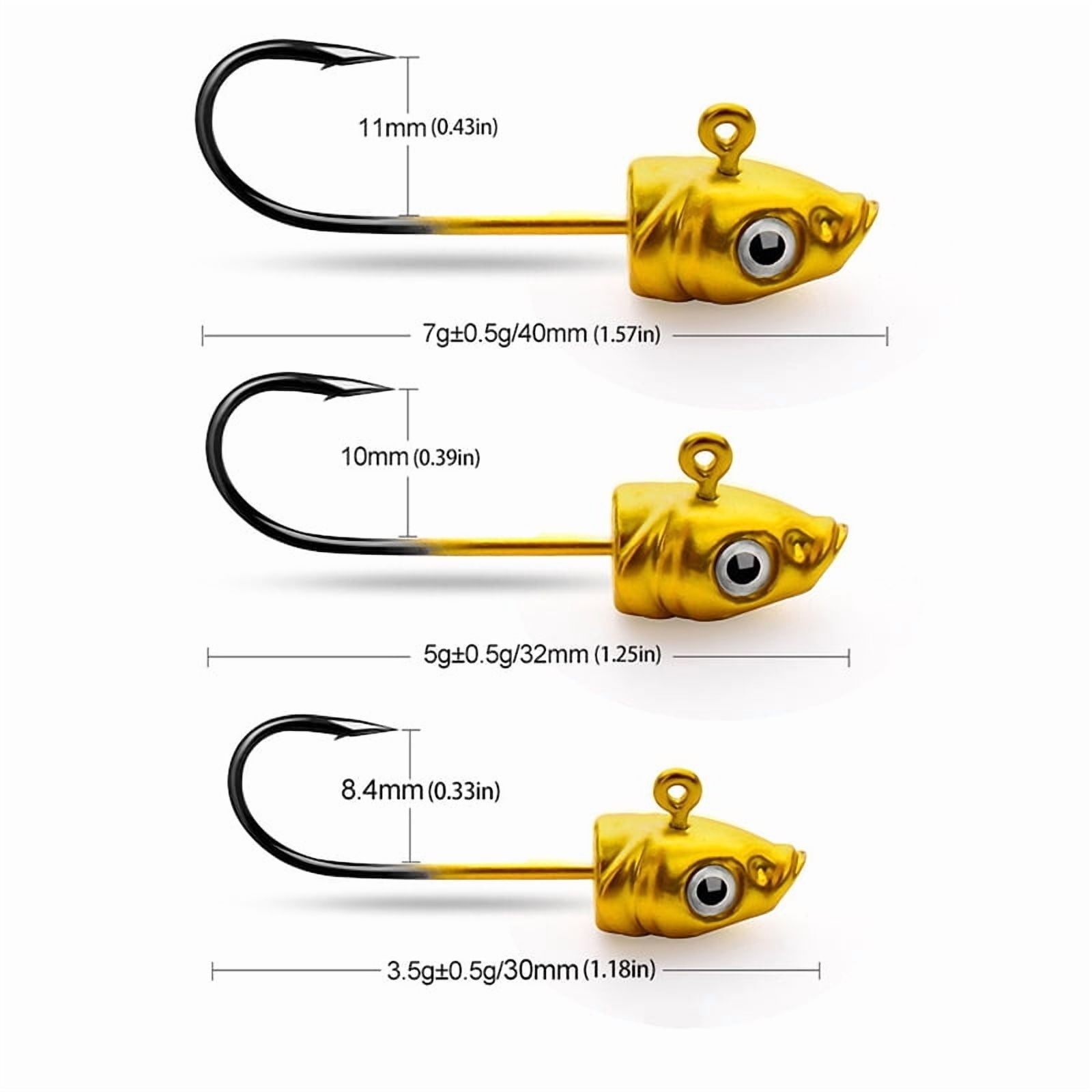 Fish Head Jig Hooks Realistic 3D Eyes Lead Jig Heads with Sharp Hooks ...