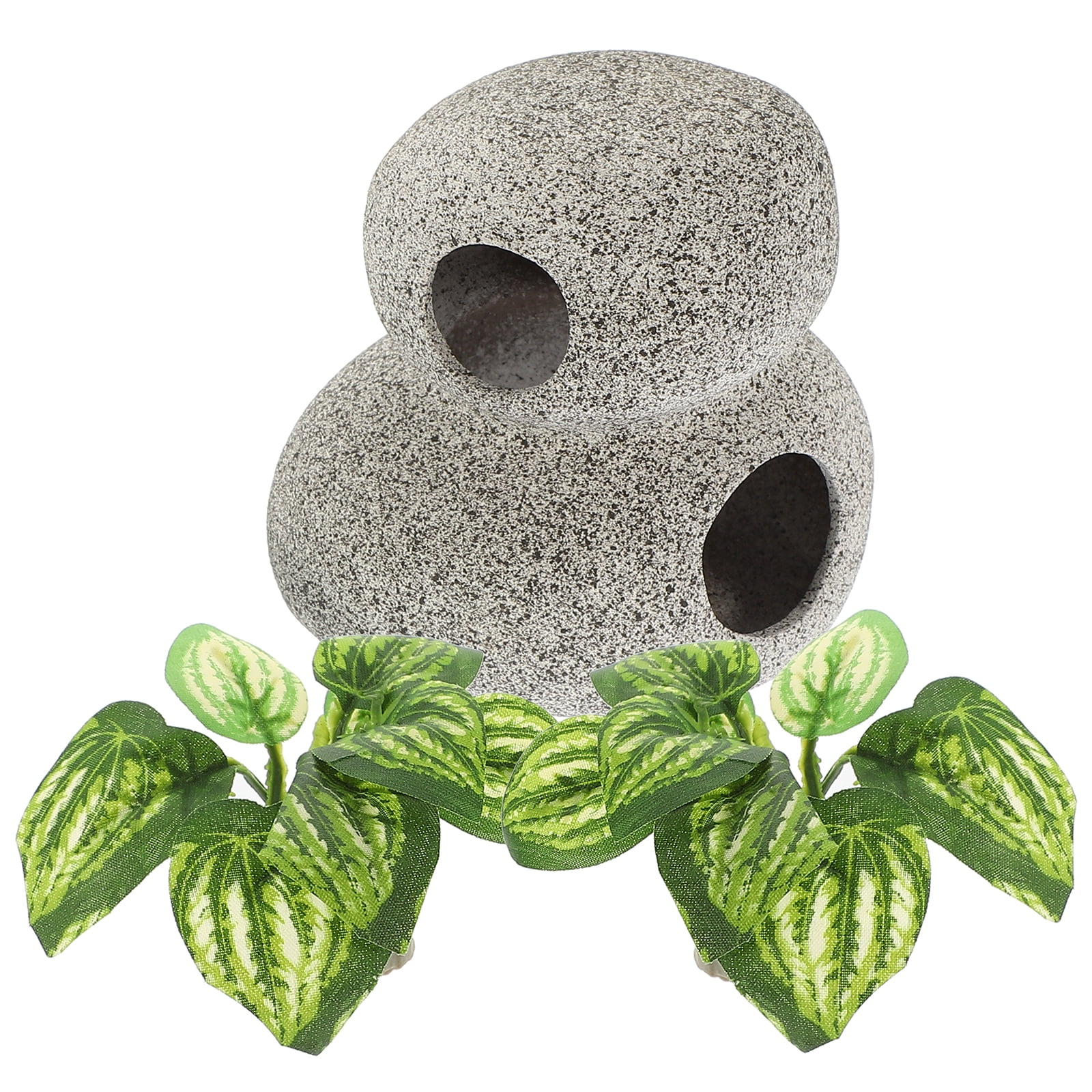 Fish Hides Cave Aquarium Hideout Decorations for Tank Faux Plant ...