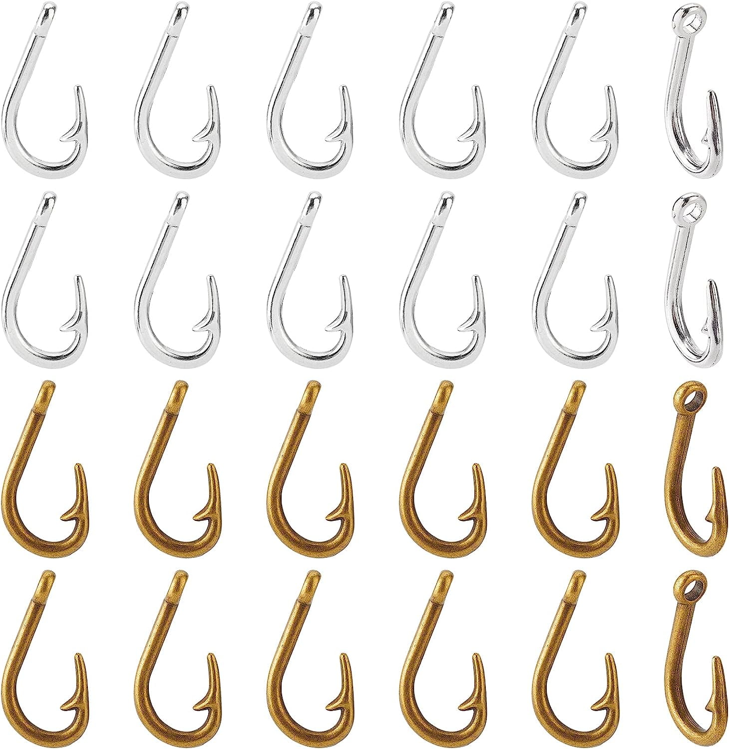 Fish Hook Charm 40pcs 2 Colors Fishhooks Charms Pendants Tibetan Alloy ...