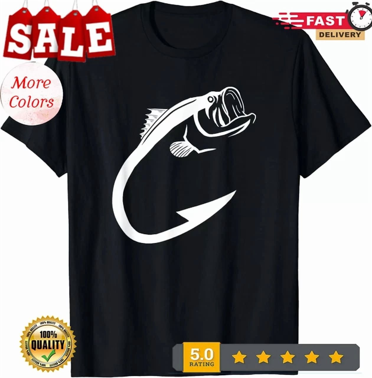 Fish Hook Minimal Art Cool Fishing Lover, Art Lover Gift Unisex T-Shirt ...
