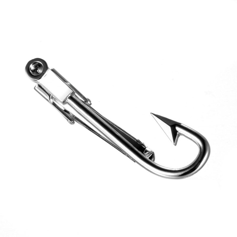 Fish Hook Shape Metal Tie Clip Holder Clasp Mens Bar Pin Plain ...