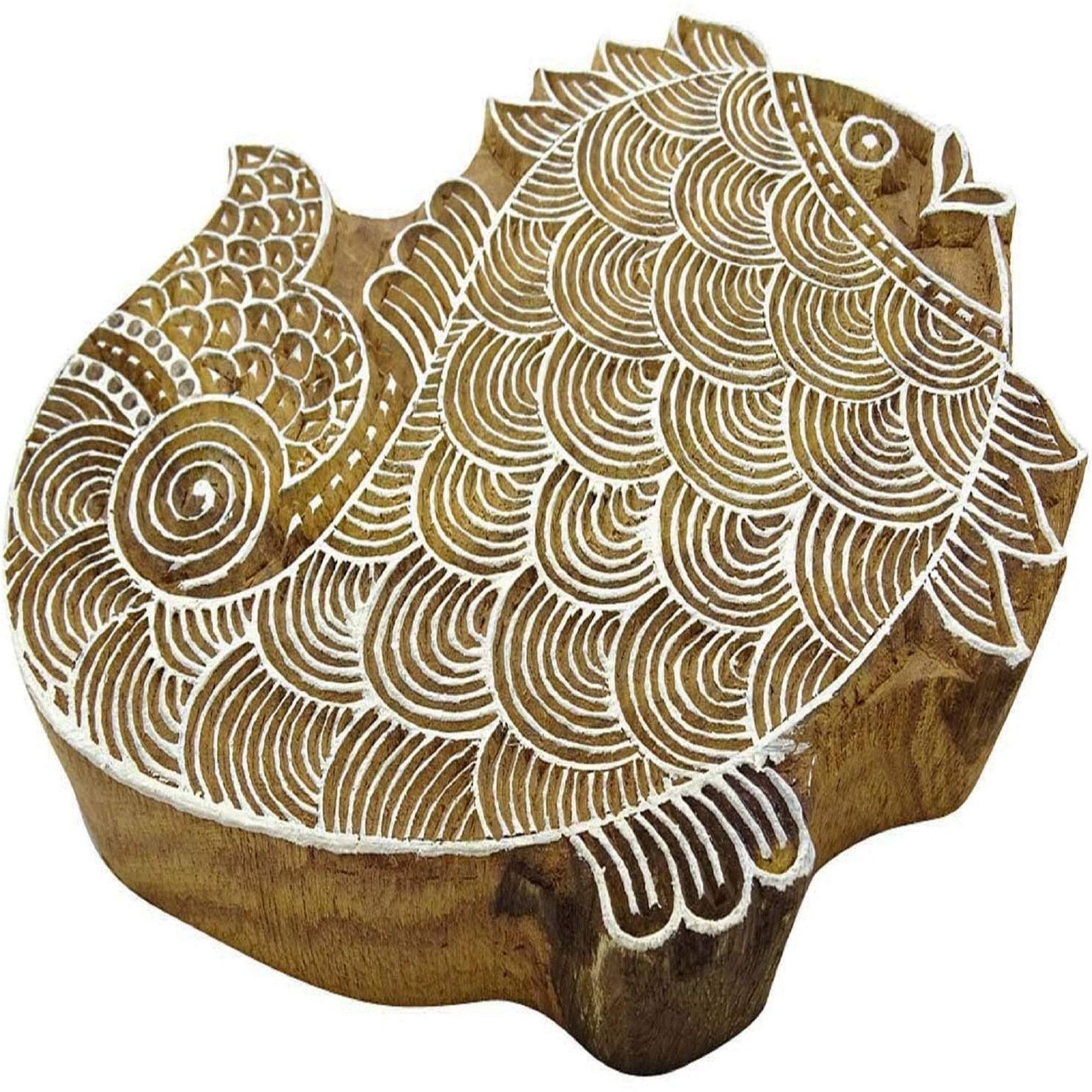 Fish Indian Wood Block Art Handcarved Printing Block Textile Stamp ...