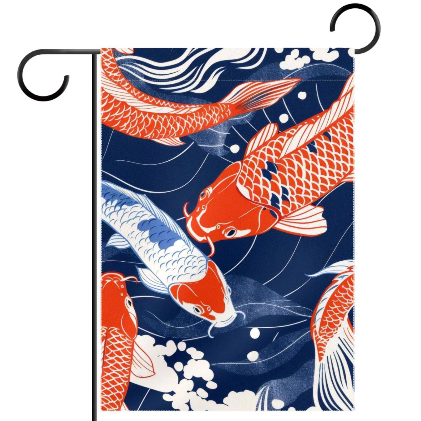 Fish. Koi Carp Pattern Garden Flag Double Sided House Flag for Outdoor ...