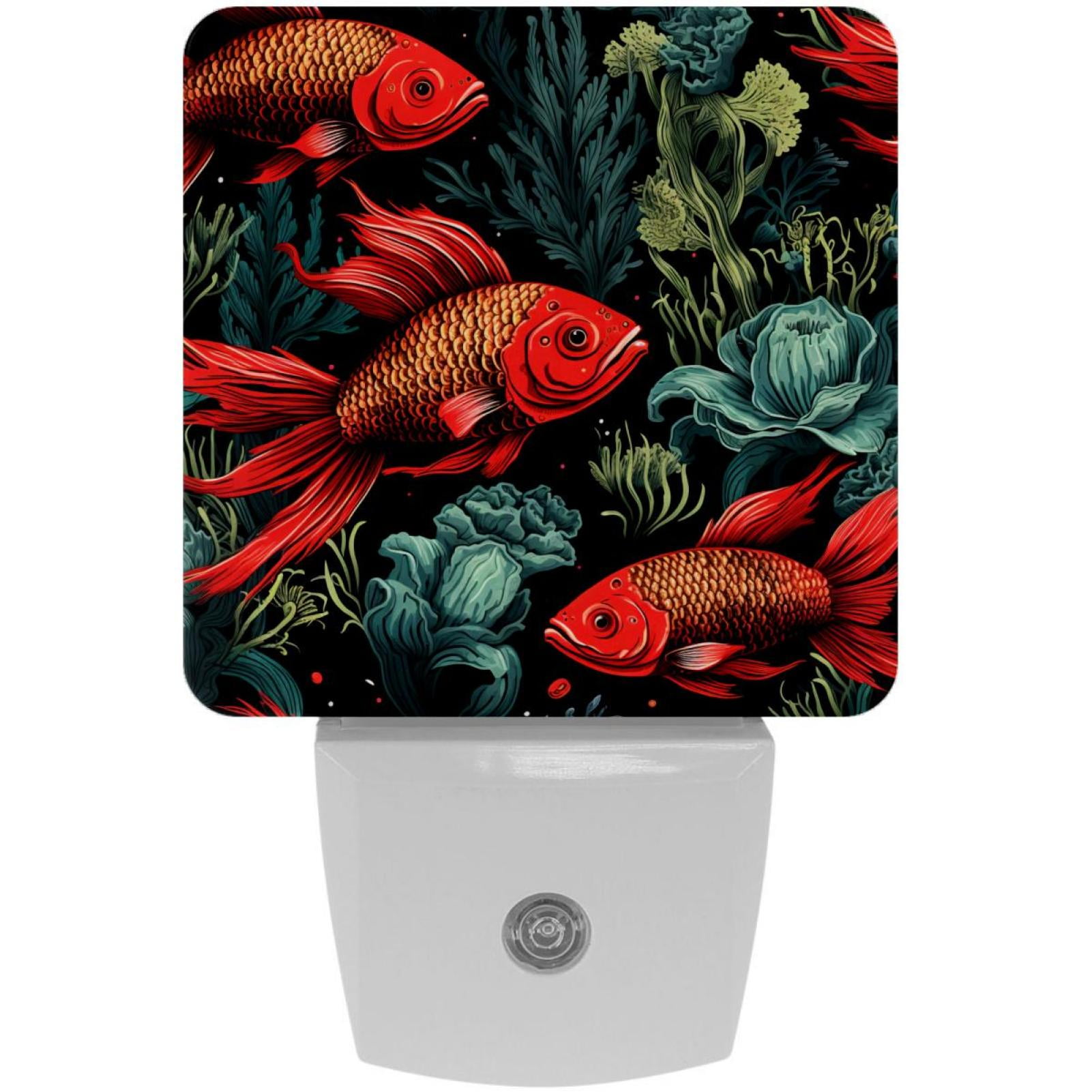 Fish LED Square Night Lights for Bedroom and Living Room, Decorative ...