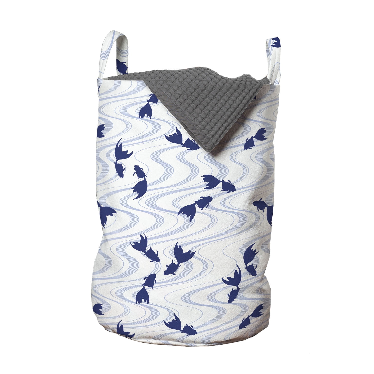 Fish Laundry Bag, Rhythmic Japanese Style Waves and Koi Fish Pattern on ...