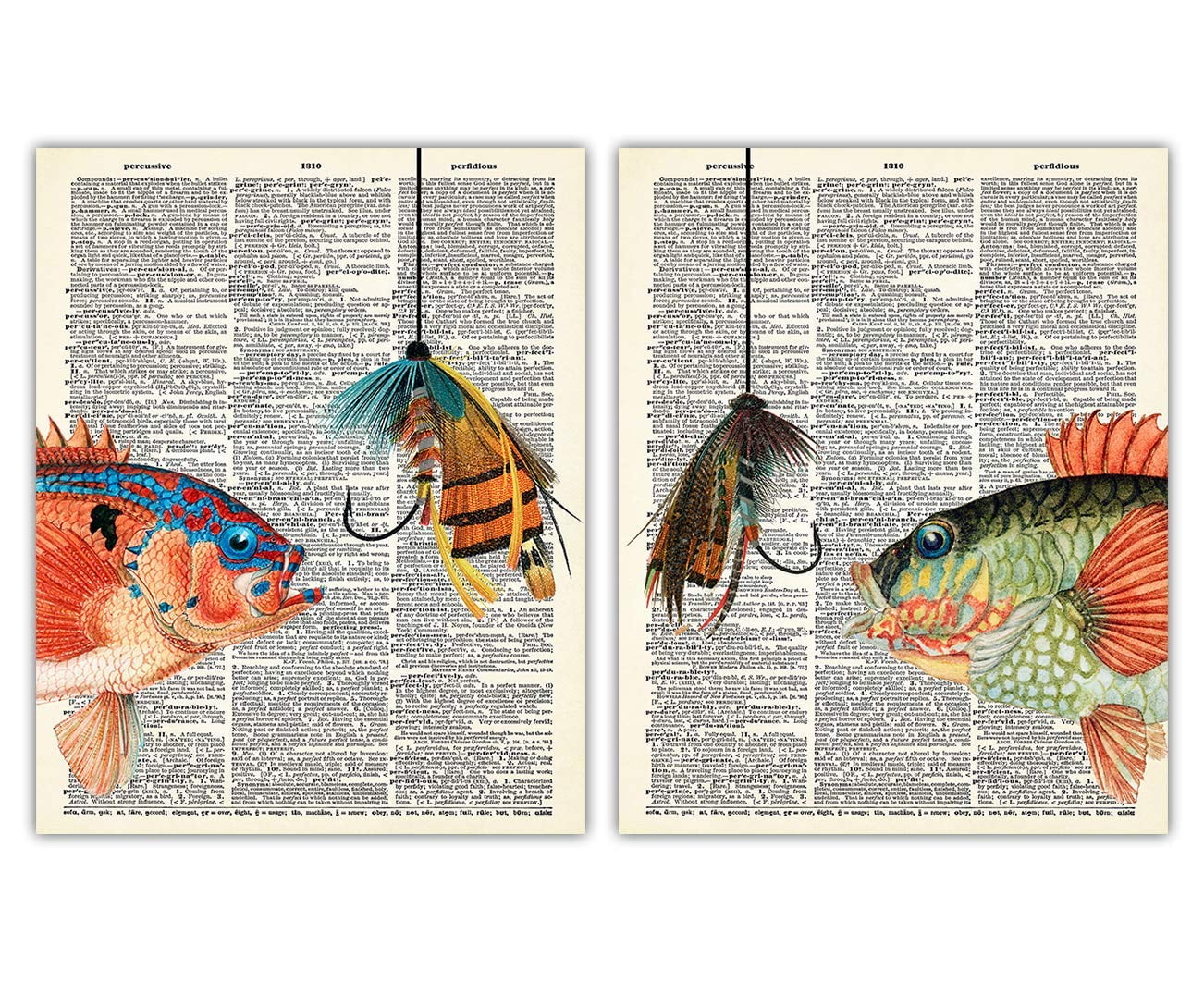 Fish Lures Dictionary Wall Art Prints - Set of 2 8x10 Unframed Pictures ...