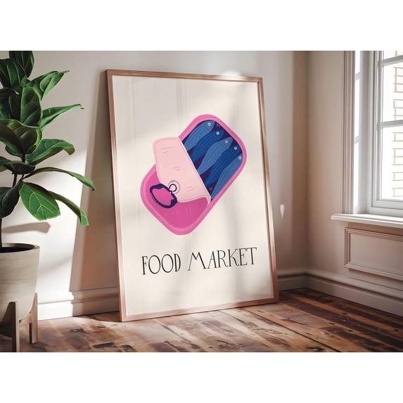Fish Mackerel Illustration Handmade Wooden Frame Wall Art, Stretched ...