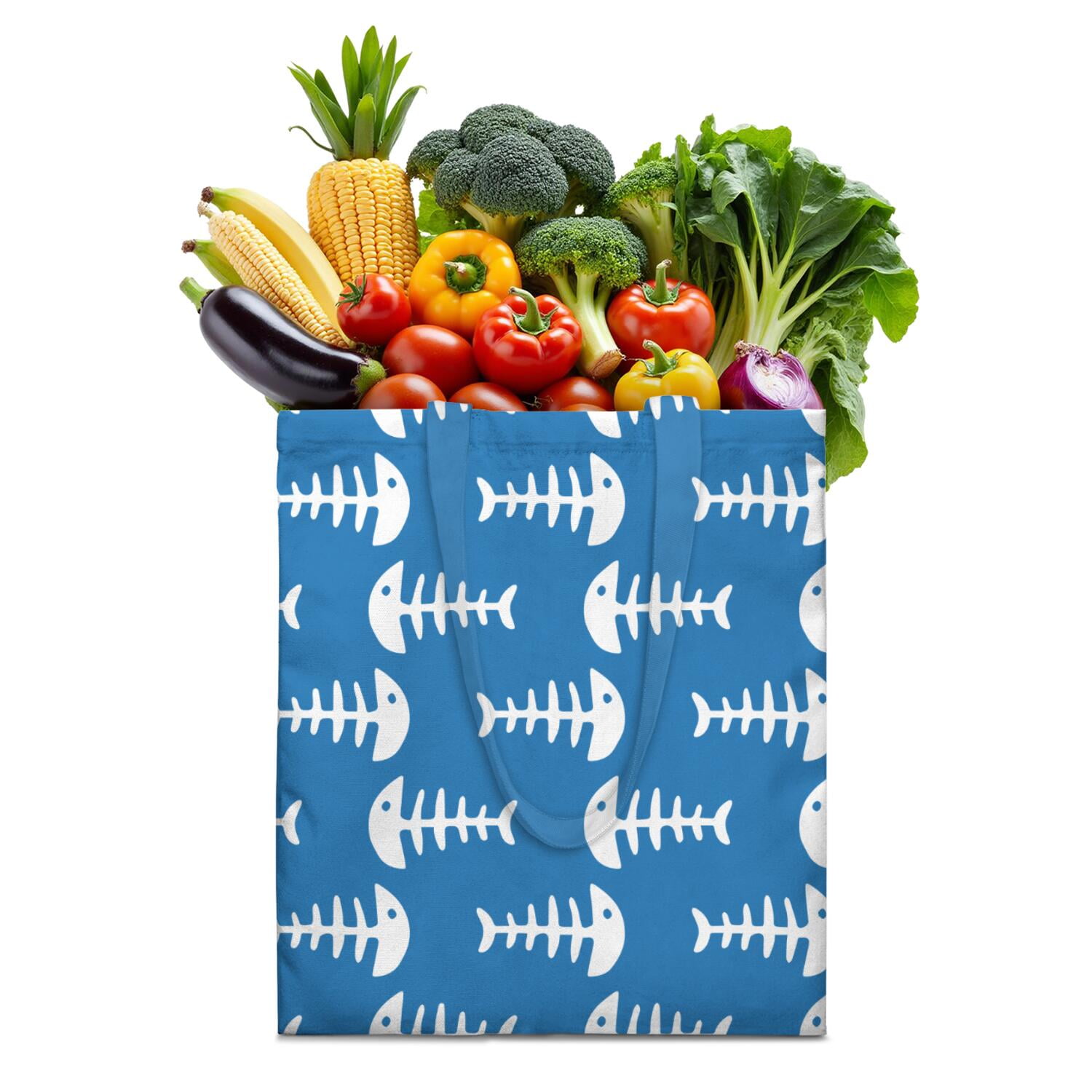 Fish Marine Life Canvas Tote Bag with Tropical Beach Coral and Nautical ...