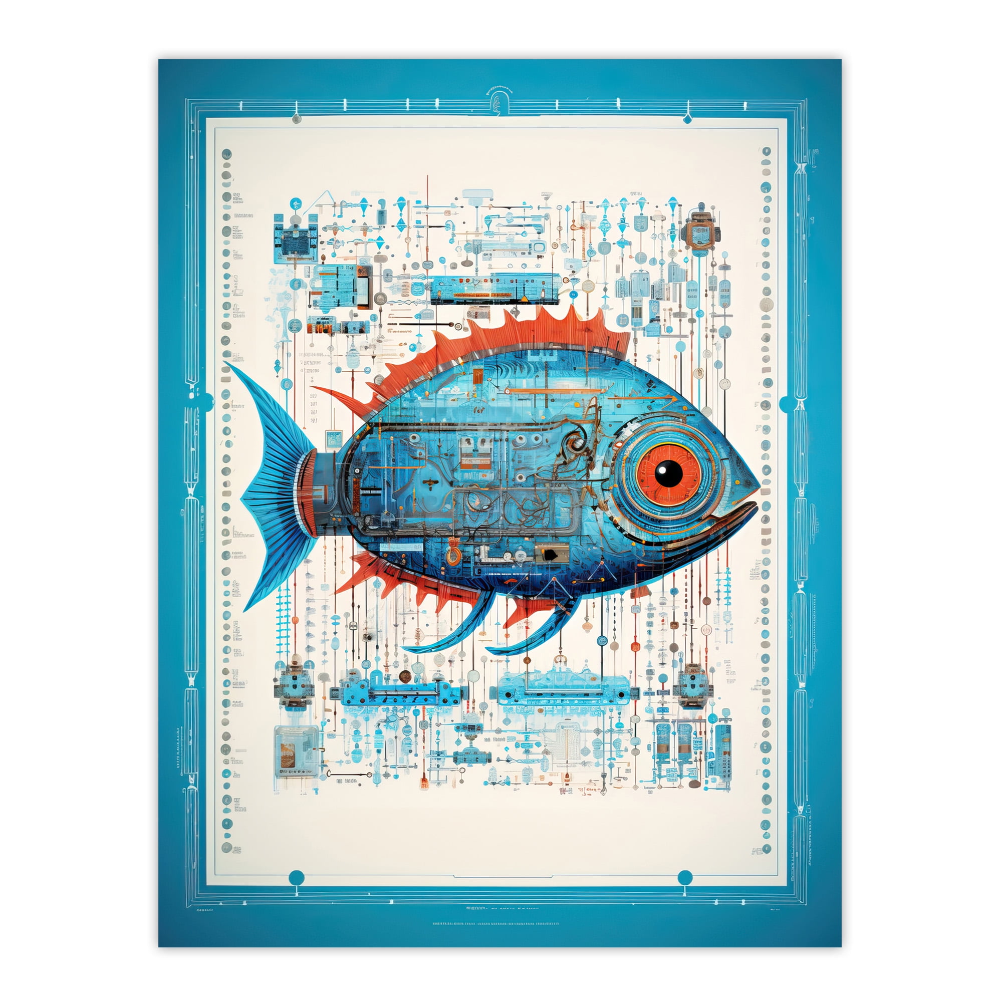 Fish Marine Robot Hybrid Secret Military Schematic Blueprint Futuristic ...
