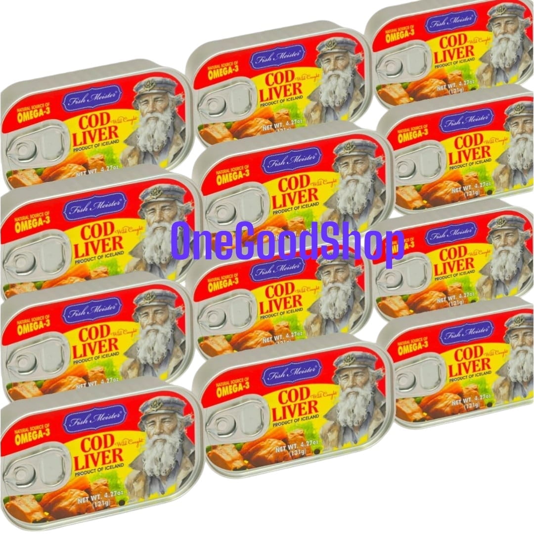Fish Meister Authentic Cod Liver Canned in Oil, 12 Pack, 4.27oz ...