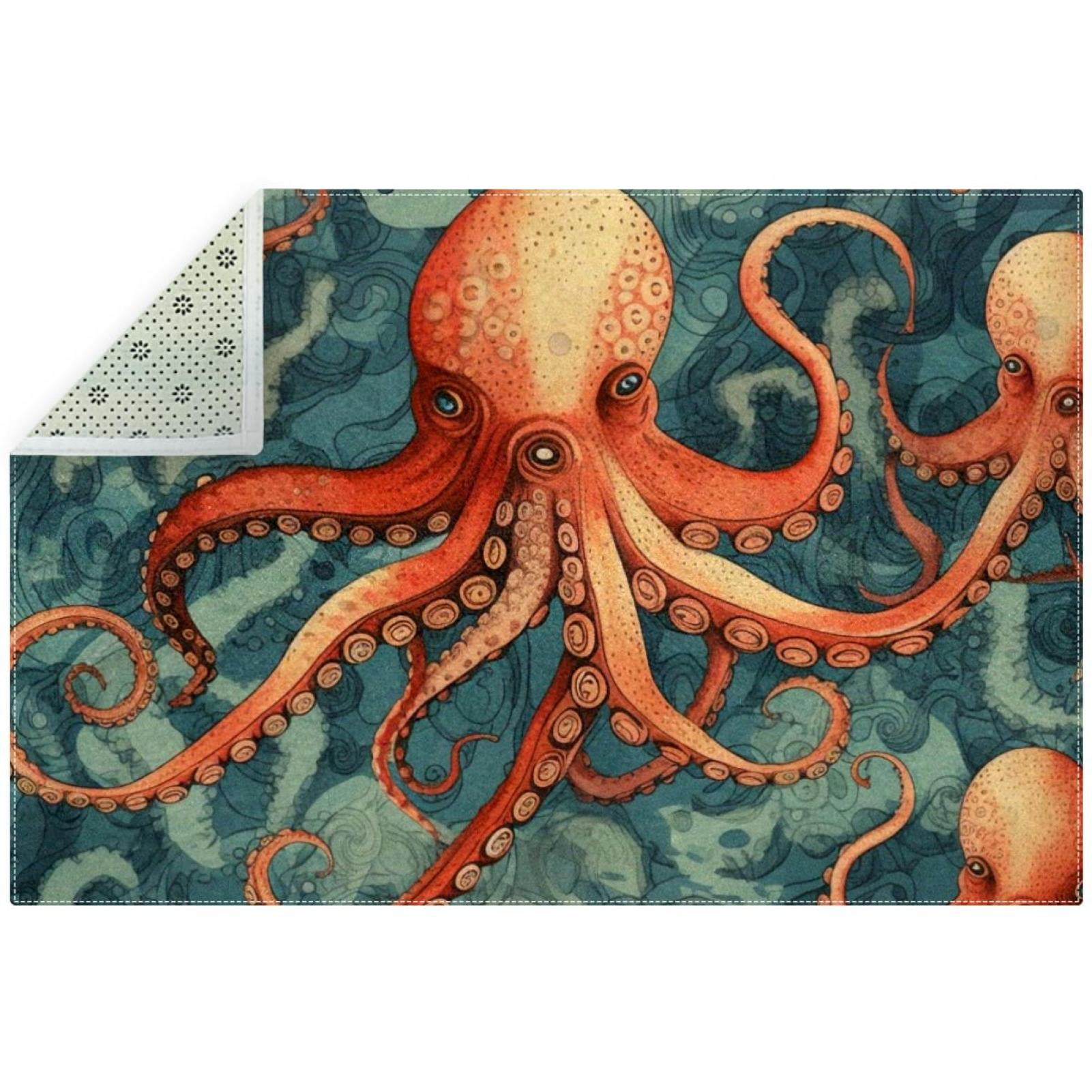 Fish Modern Kitchen Rug - Polyester Floor Mat for Kitchen - Washable ...