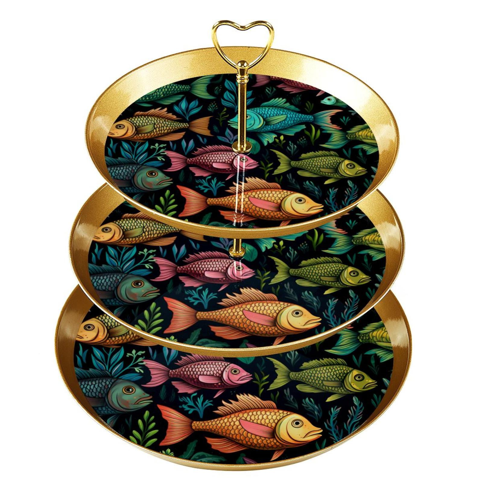 Fish Modern Plastic Discs and Iron Pillars Dessert Table Stand | 32cm ...