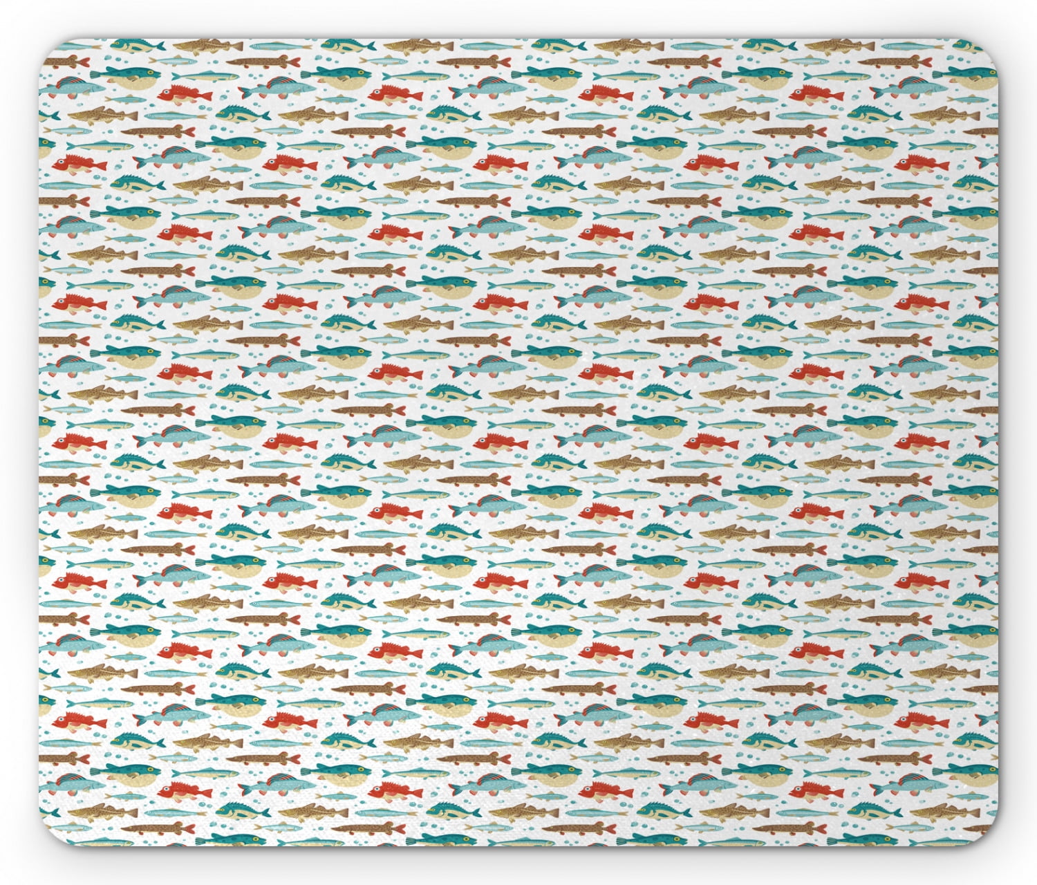 Fish Mouse Pad, Colorful Ocean Fish Cartoon Pufferfish Blowfish Exotic ...