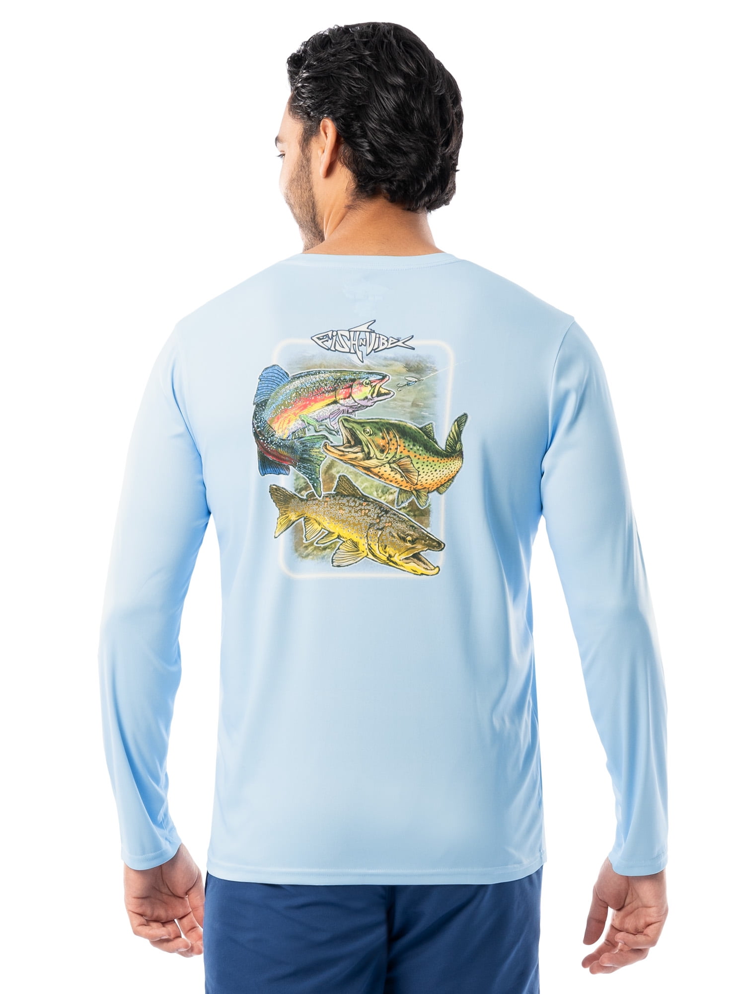 Fish N Vibe Men's Long Sleeve Performance Fishing Graphic Tee, Light ...