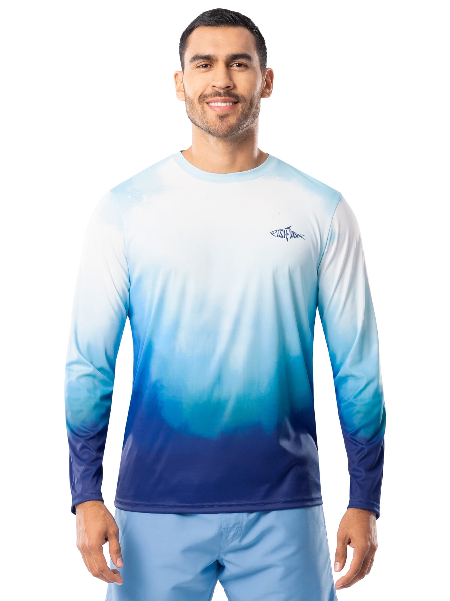 Fish N Vibe Men's Long Sleeve Performance Fishing Graphic Tee, Ombre ...